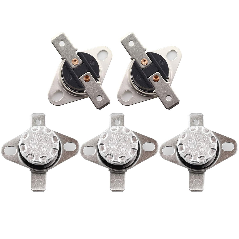 5 Pcs KSD301 Thermal Control Switch 250V 10A Normally Closed NC Thermostat Temperature Switch ...