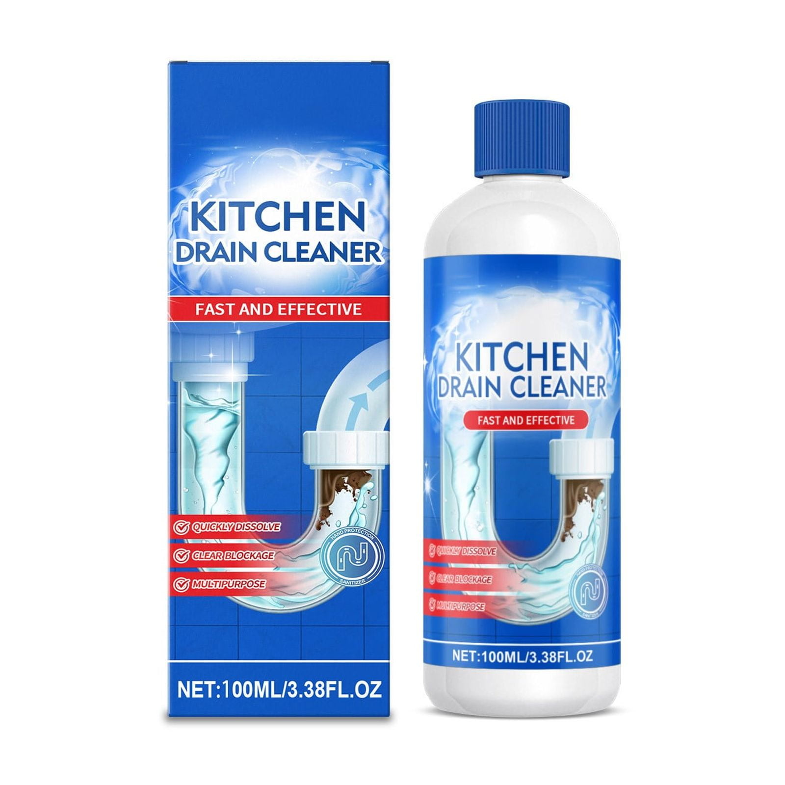 5 Pcs Kitchen Drain Cleaner - Powerful Pipe Unclogger for Hair & Grease ...