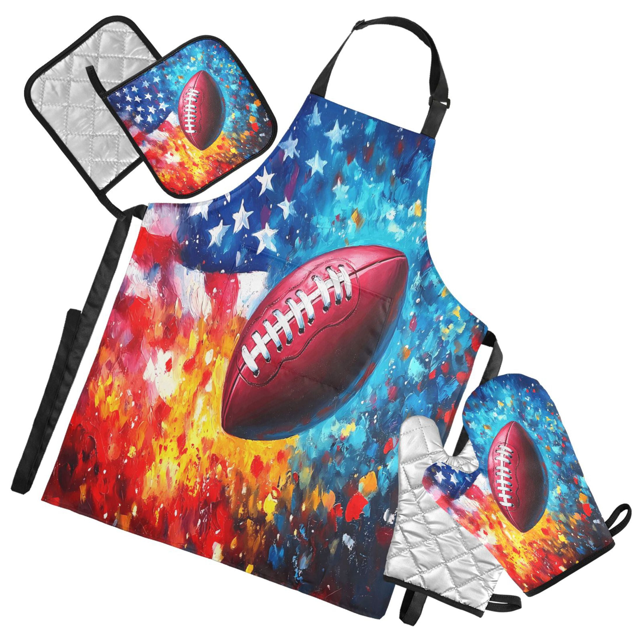 5 Pcs Kitchen Set Heat Resistant Oven Mitts and Non-Slip Pot Holders ...