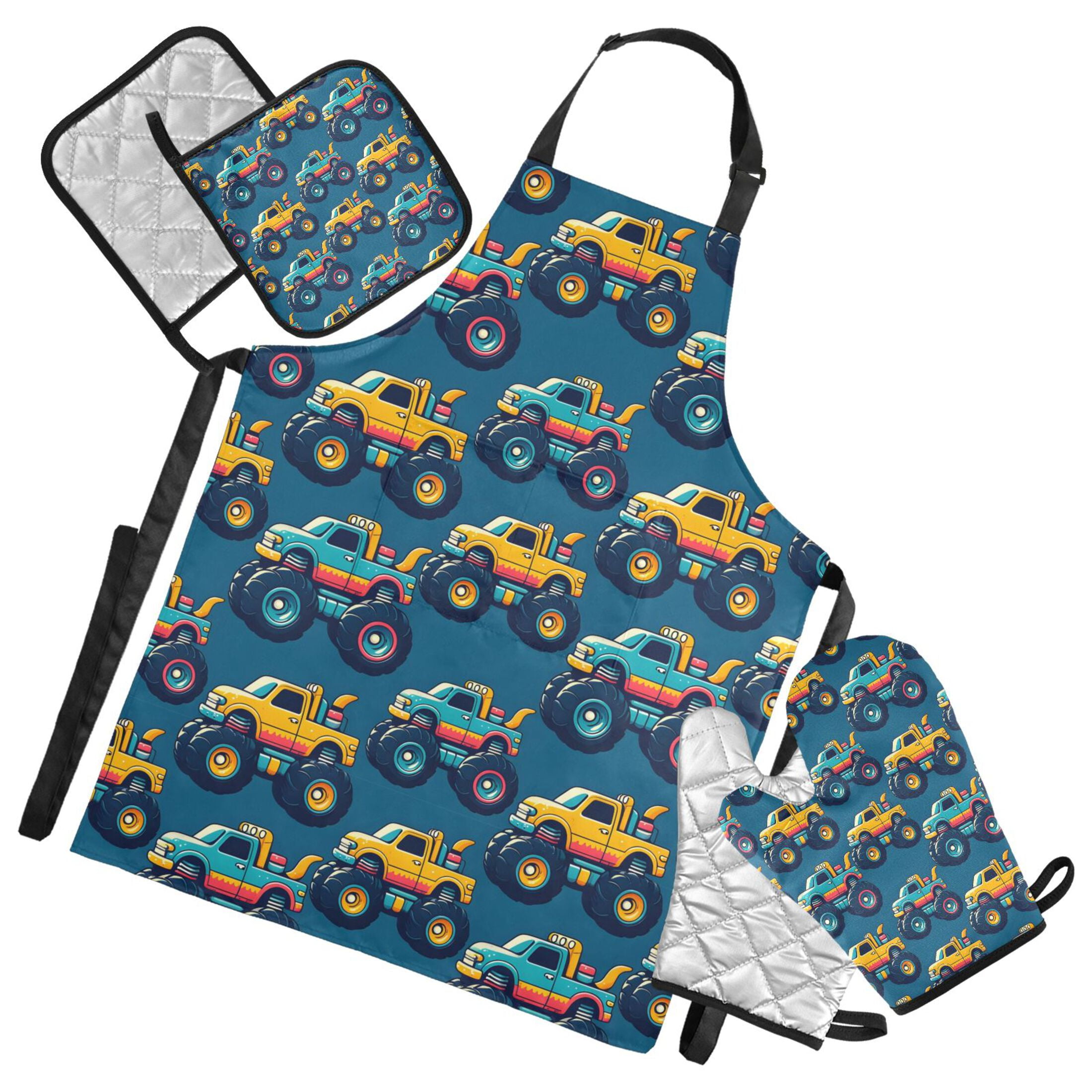 5 Pcs Kitchen Set Heat Resistant Oven Mitts and Non-Slip Pot Holders ...