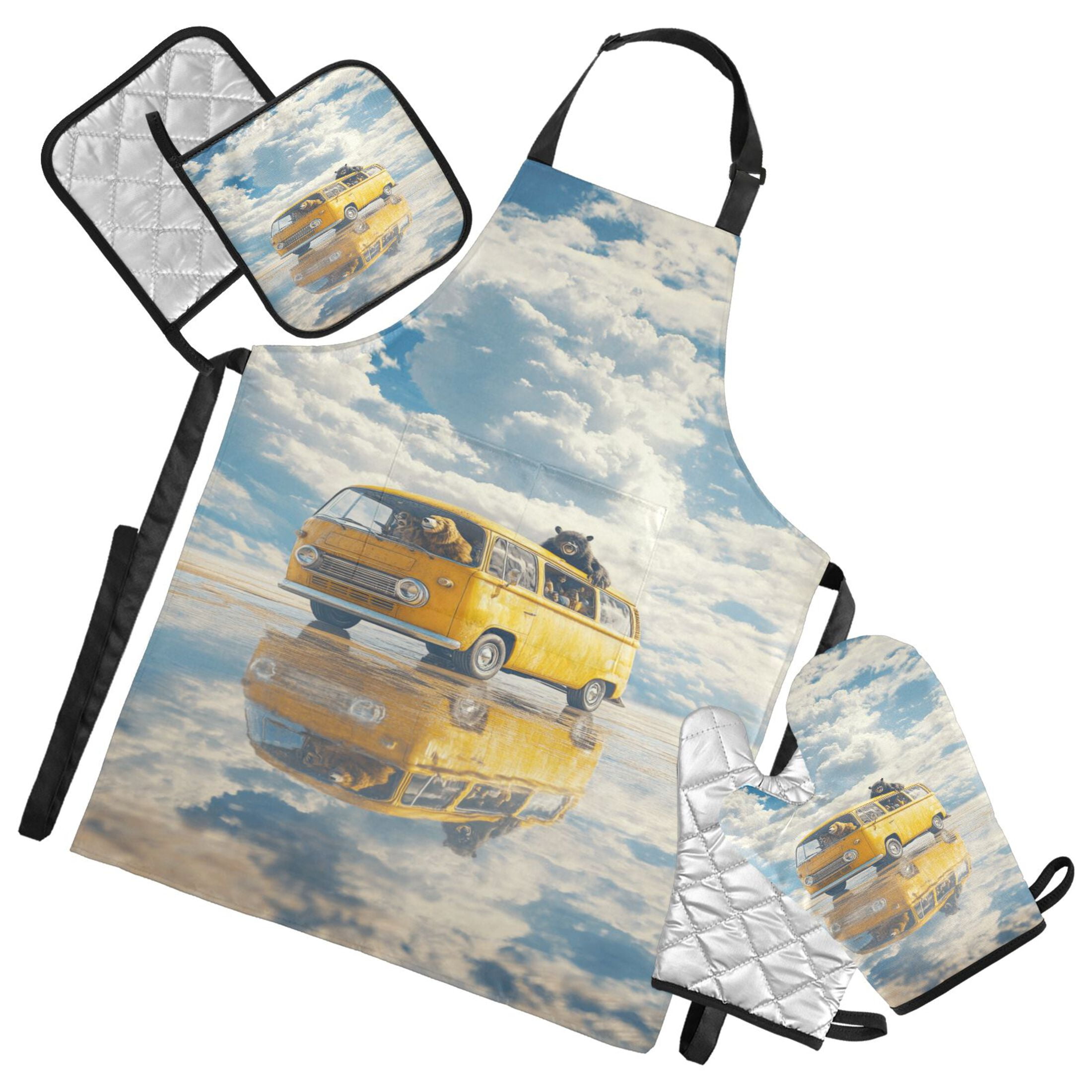 5 Pcs Kitchen Set Heat Resistant Oven Mitts and Non-Slip Pot Holders ...