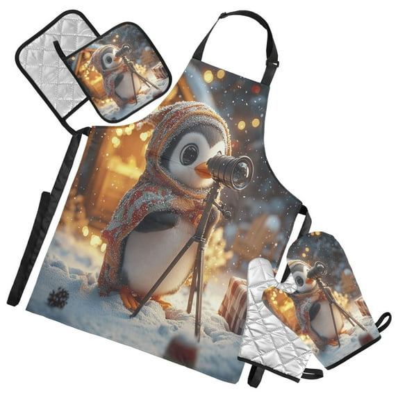 5 Pcs Kitchen Set Heat Resistant Oven Mitts and Non-Slip Pot Holders ...