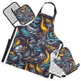 5 Pcs Kitchen Set Heat Resistant Oven Mitts and Non-Slip Pot Holders ...