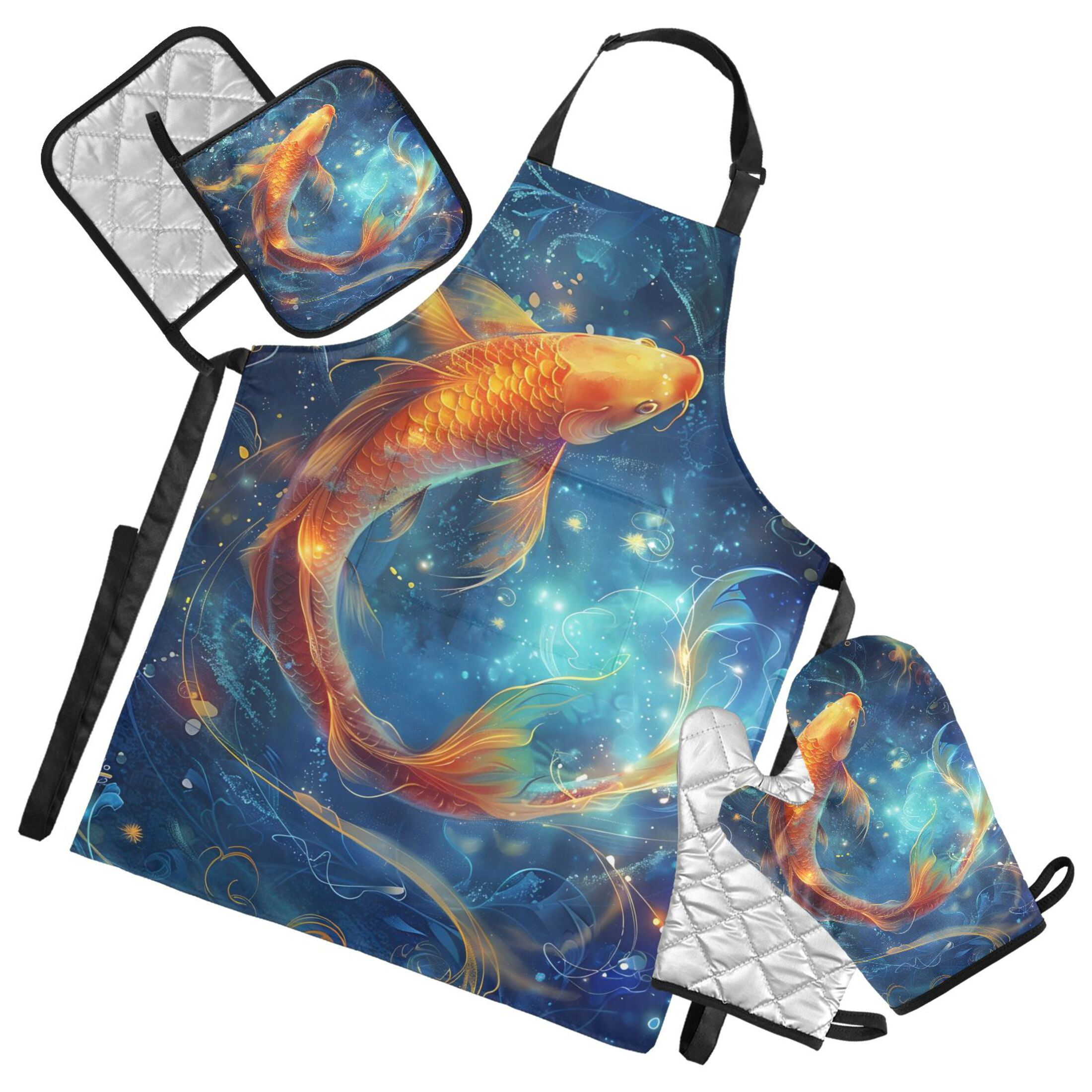 5 Pcs Kitchen Set Heat Resistant Oven Mitts and Non-Slip Pot Holders ...