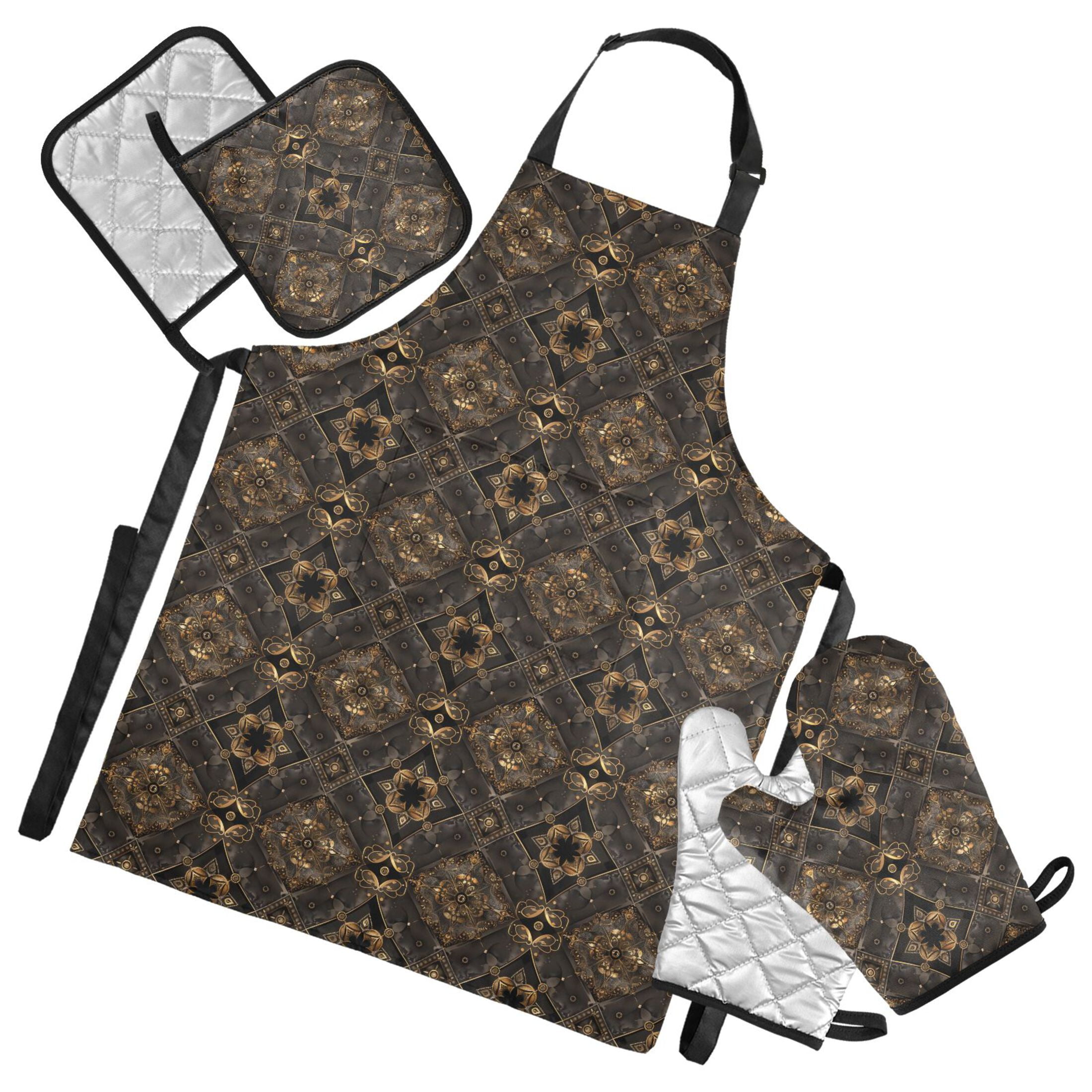 5 Pcs Kitchen Set Heat Resistant Oven Mitts and Non-Slip Pot Holders ...