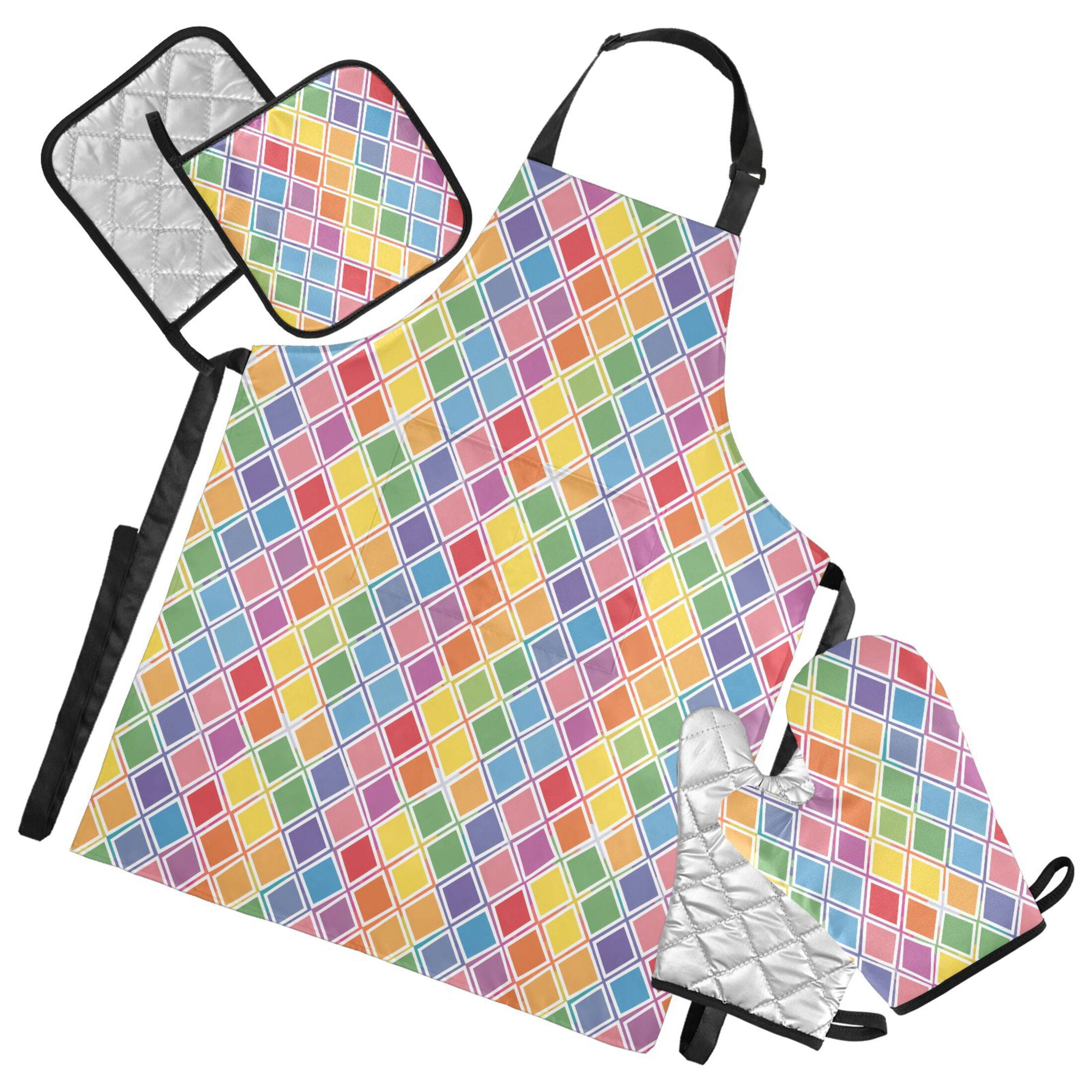 5 Pcs Kitchen Set Heat Resistant Oven Mitts and Non-Slip Pot Holders ...