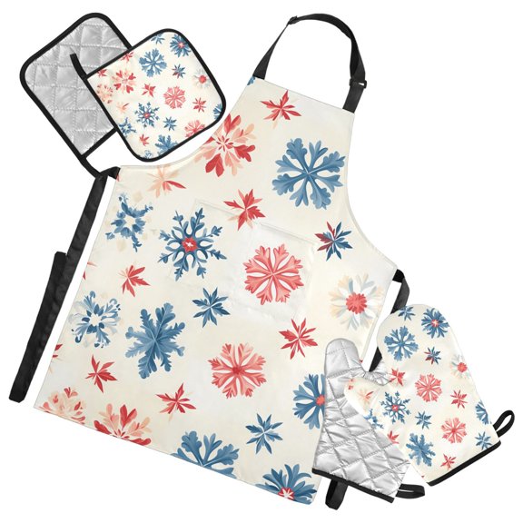 5 Pcs Kitchen Set Heat Resistant Oven Mitts and Non-Slip Pot Holders ...