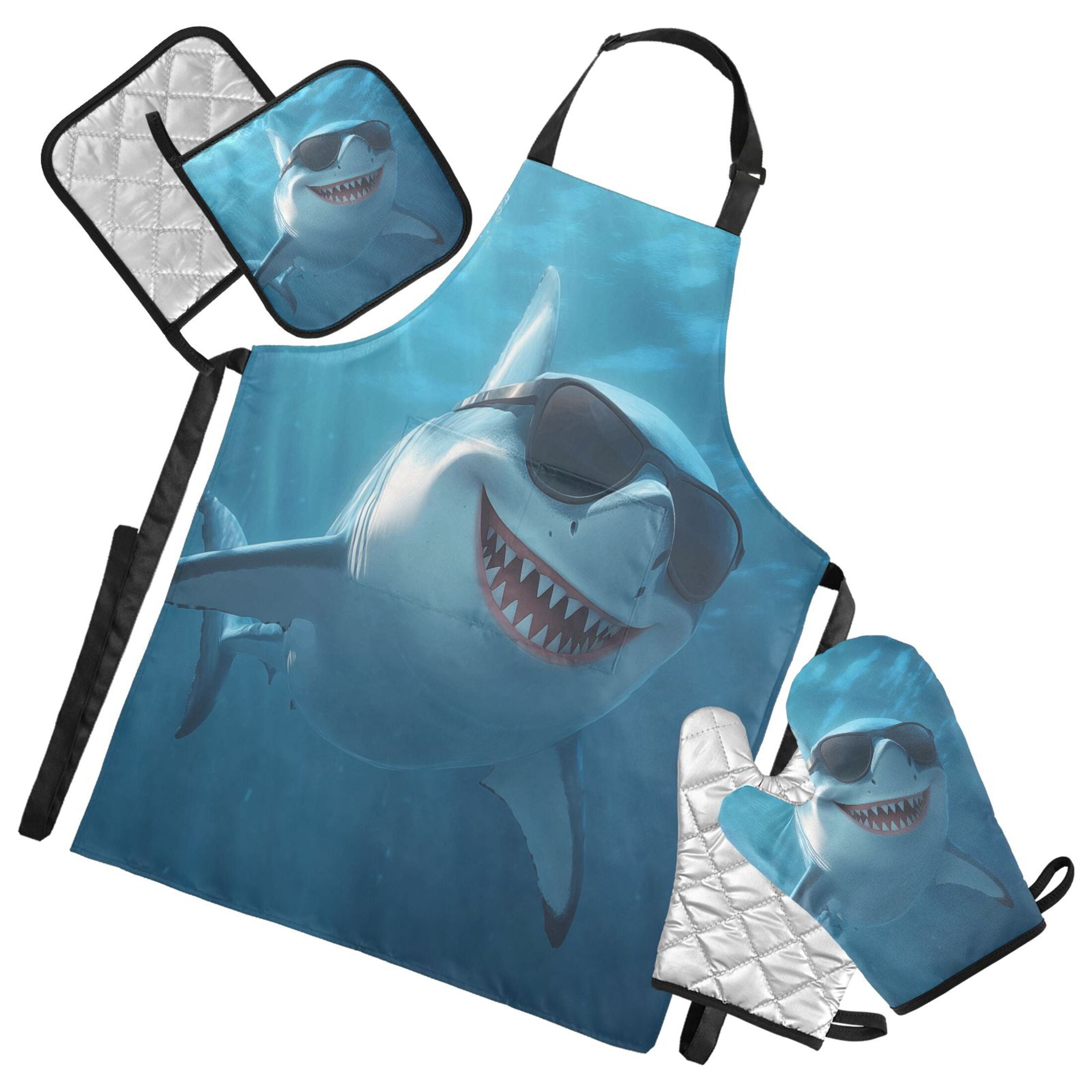 5 Pcs Kitchen Set Heat Resistant Oven Mitts and Non-Slip Pot Holders ...
