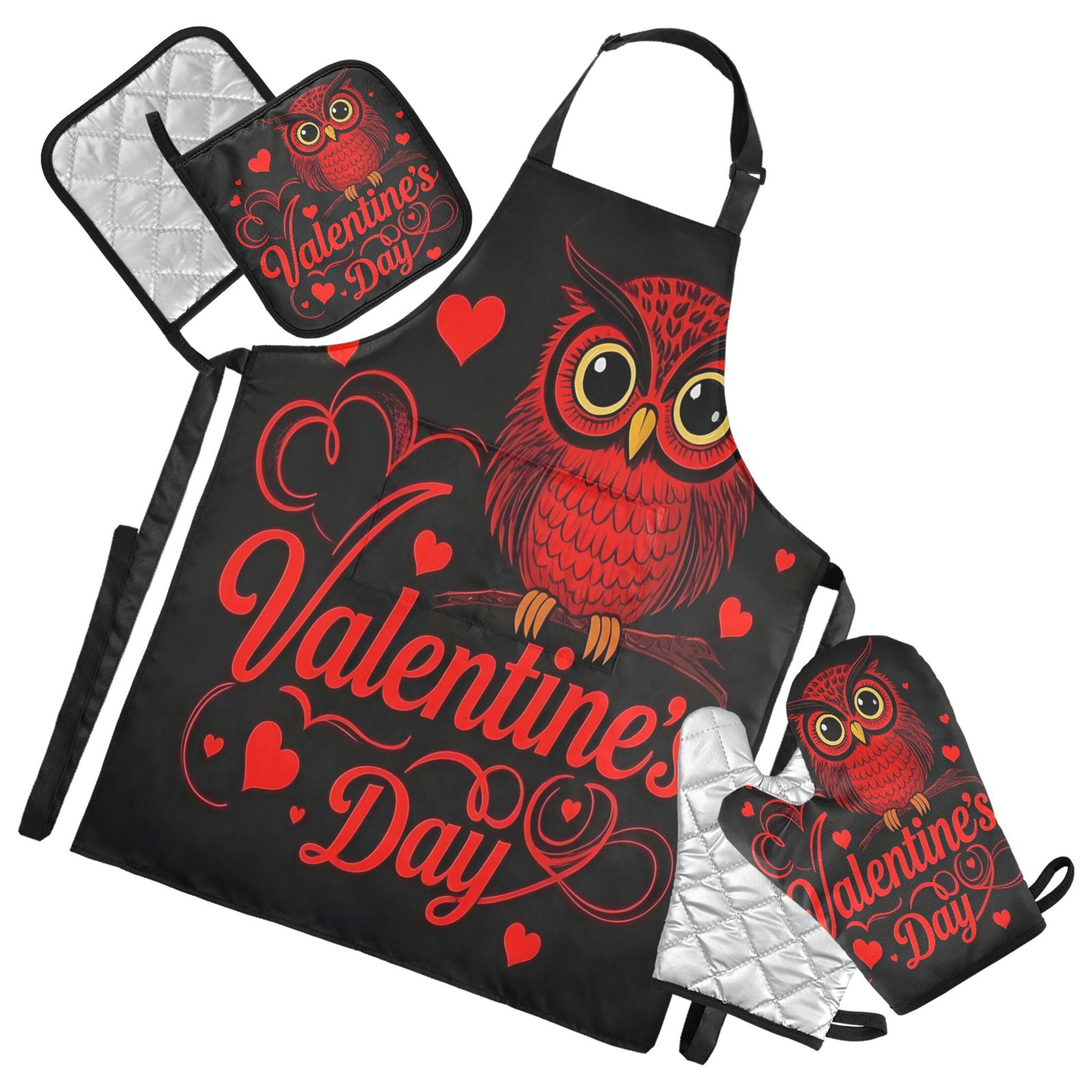 5 Pcs Kitchen Set Heat Resistant Oven Mitts and Non-Slip Pot Holders ...