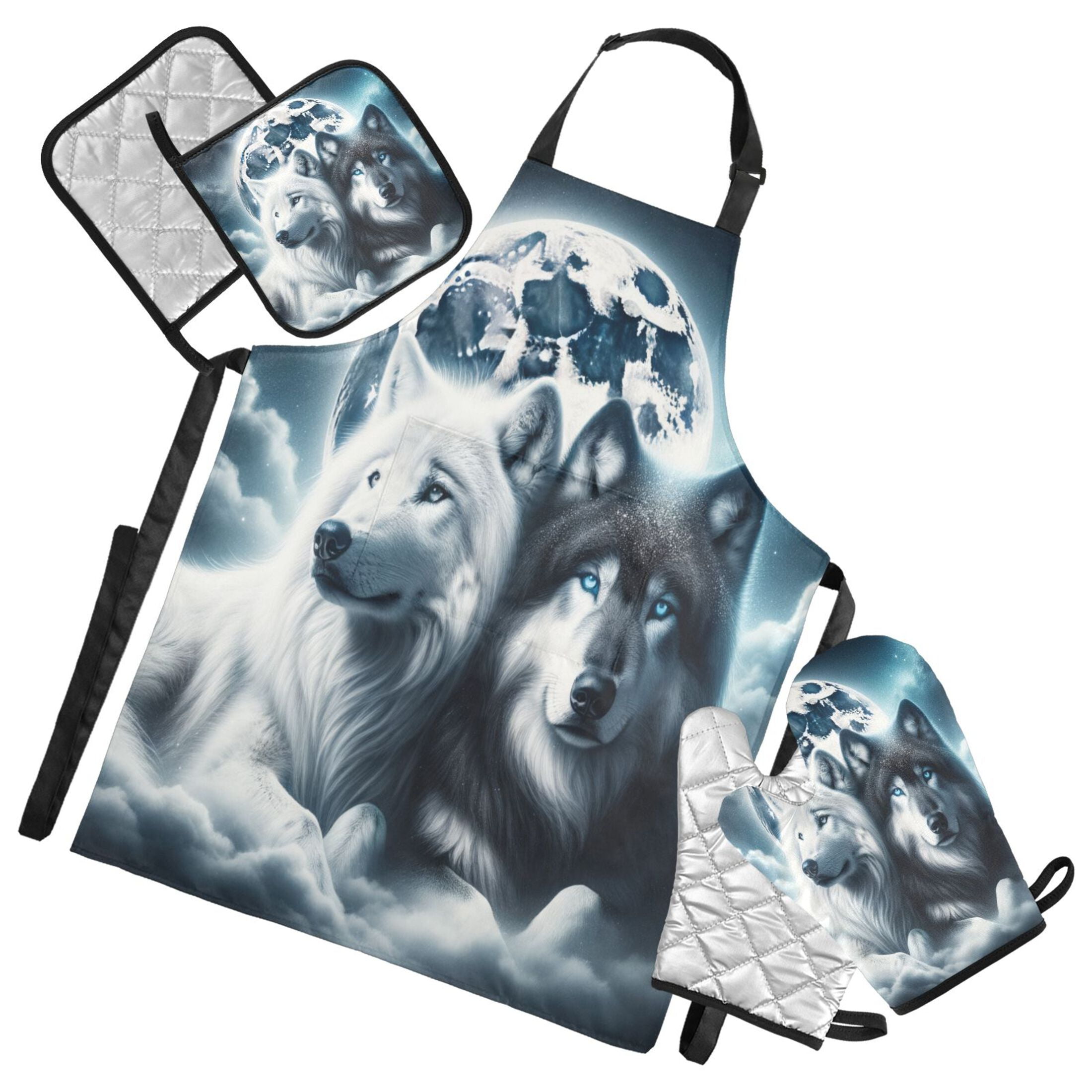 5 Pcs Kitchen Set Heat Resistant Oven Mitts and Non-Slip Pot Holders ...