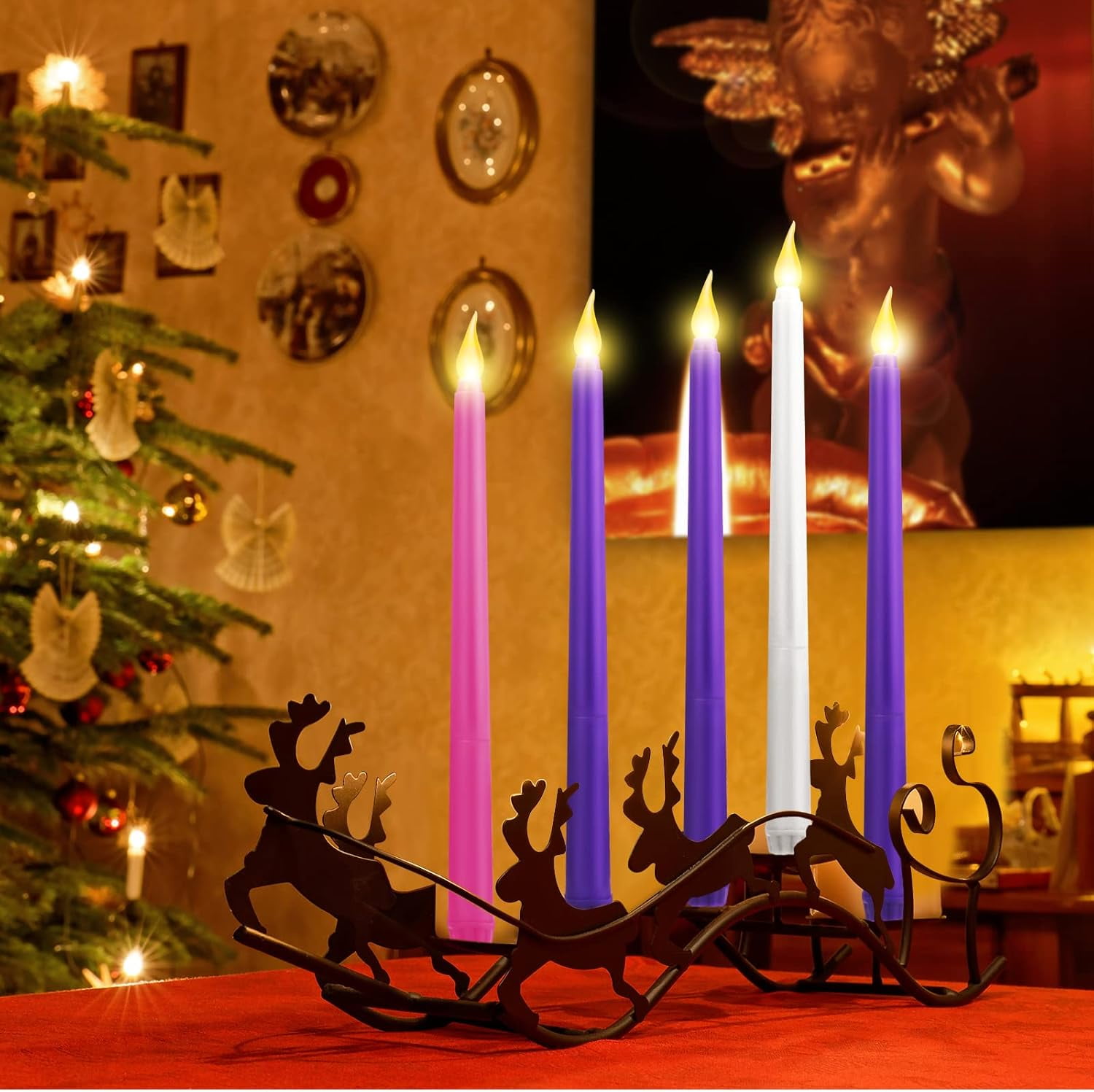 5 Pcs LED Flameless Advent Candle Set Christmas Candles Seasonal ...