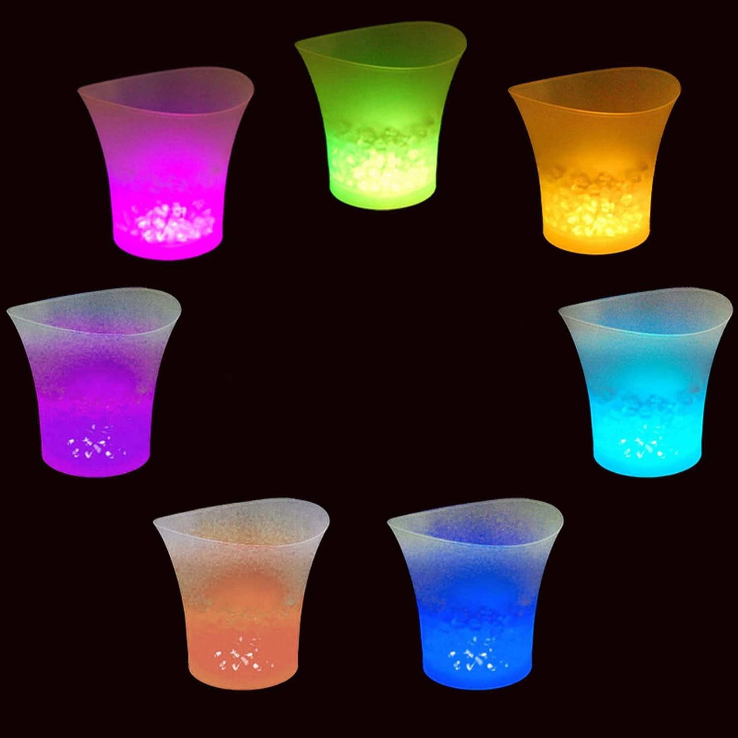 5 Pcs LED Ice Bucket 5L Plastic Wine Cooler Bucket, 7 Color Changing ...