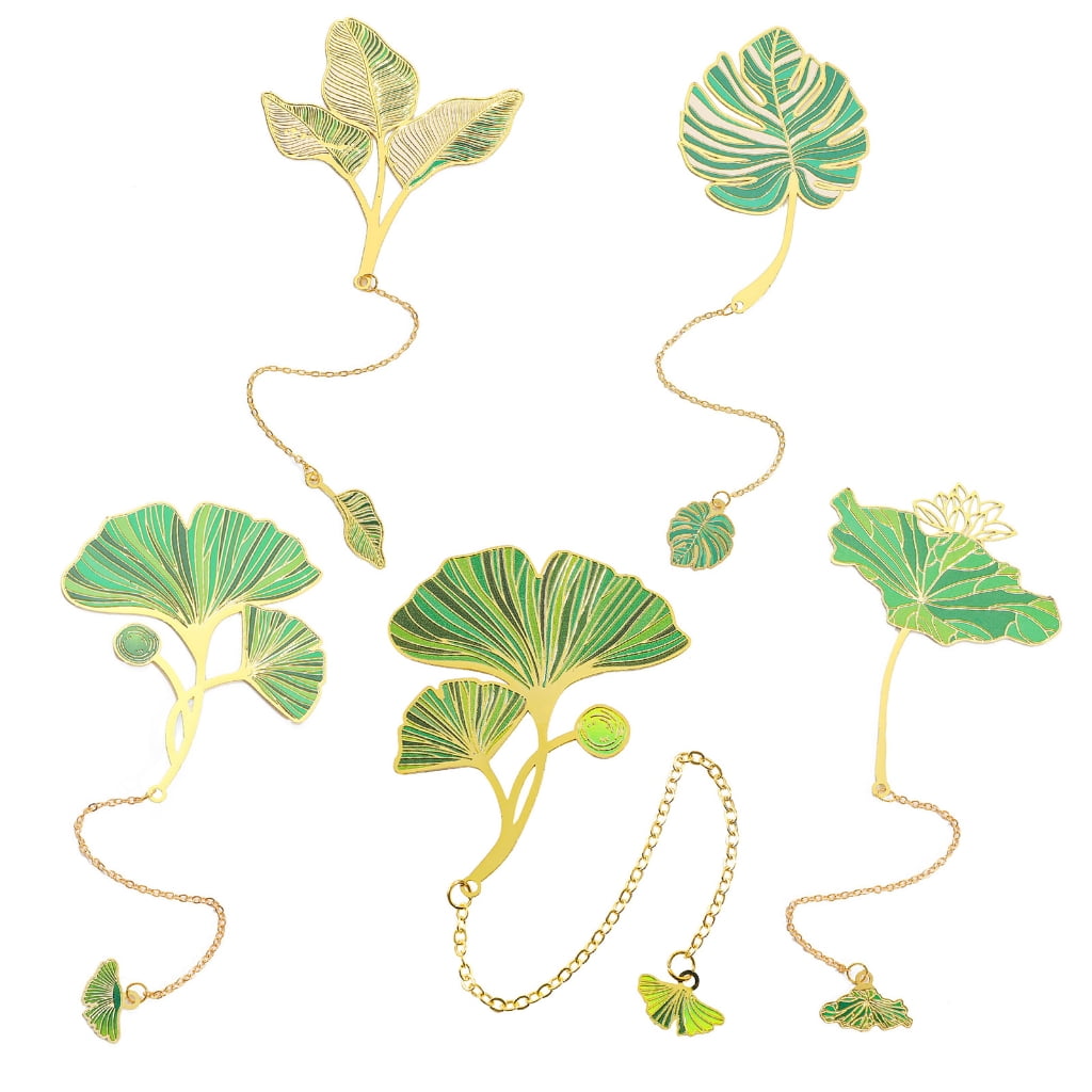 5 Pcs Leaf Shape Bookmarks Page Marker Metal Bookmarks Reading ...