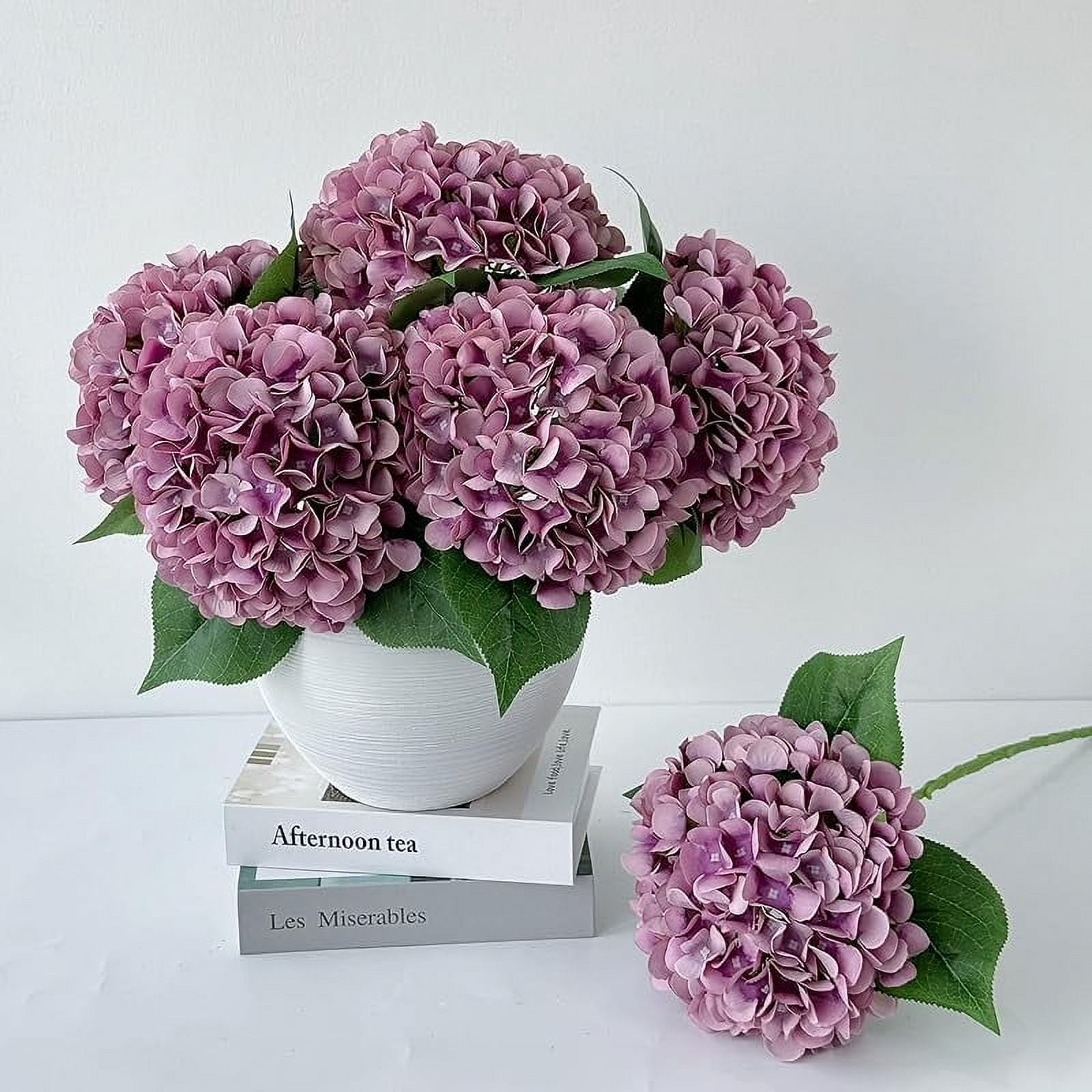 5 Pcs Light Coffee Silk Hydrangeas Aritificial Flower Boho Hydrangeas ...