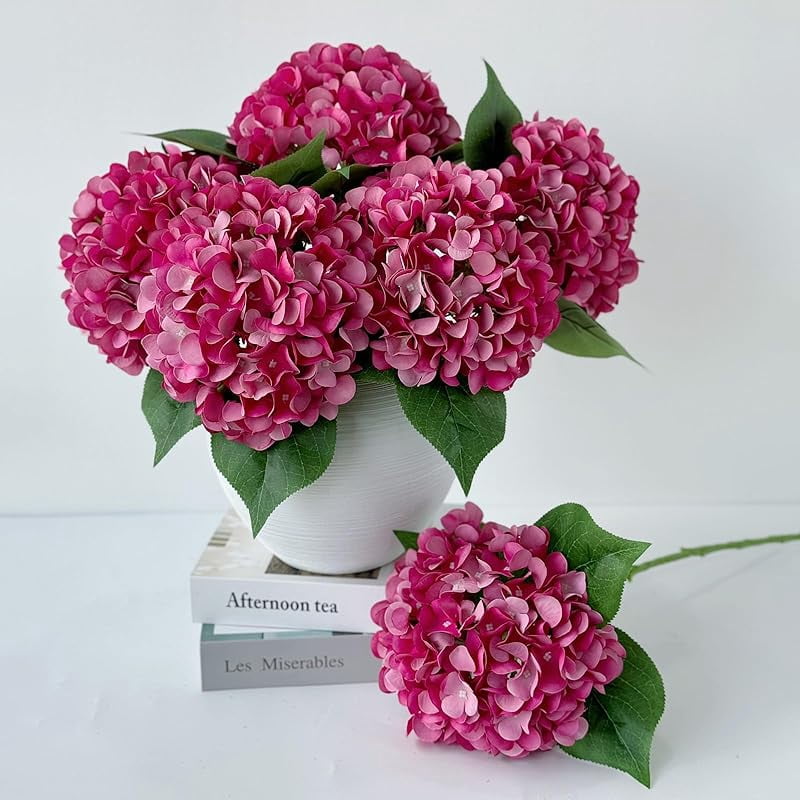 5 Pcs Light Coffee Silk Hydrangeas Aritificial Flower Boho Hydrangeas ...