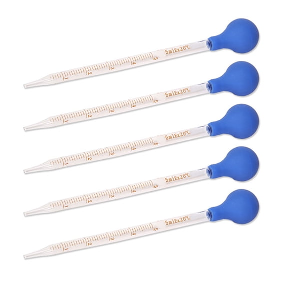 5 Pcs Liquid Pipettes Glass Scale Graduated Pipette Transparent Glass ...