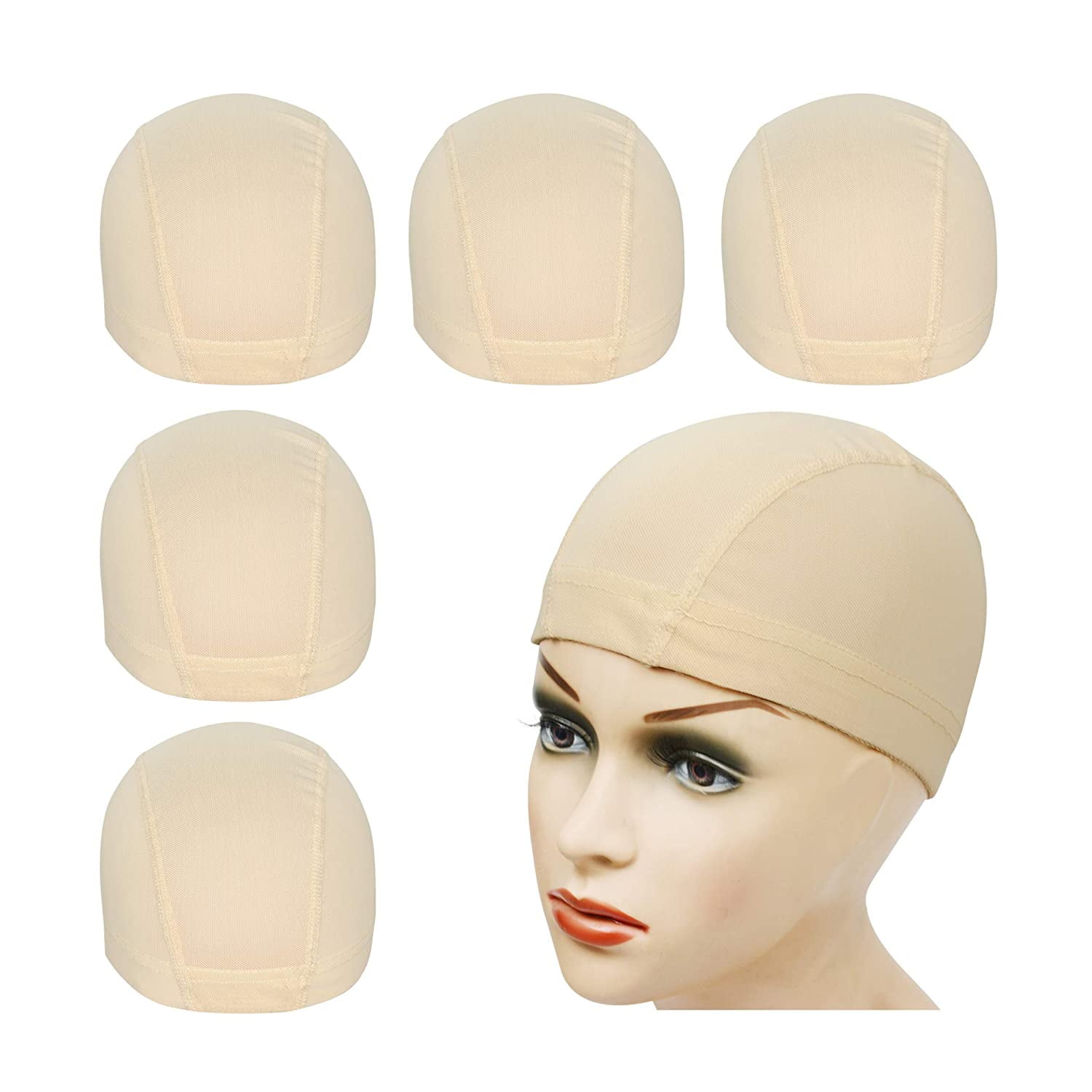 5 Pcs/Lot Blonde Wig Caps Mesh Cap with Wide Elastic Band Stretchable ...