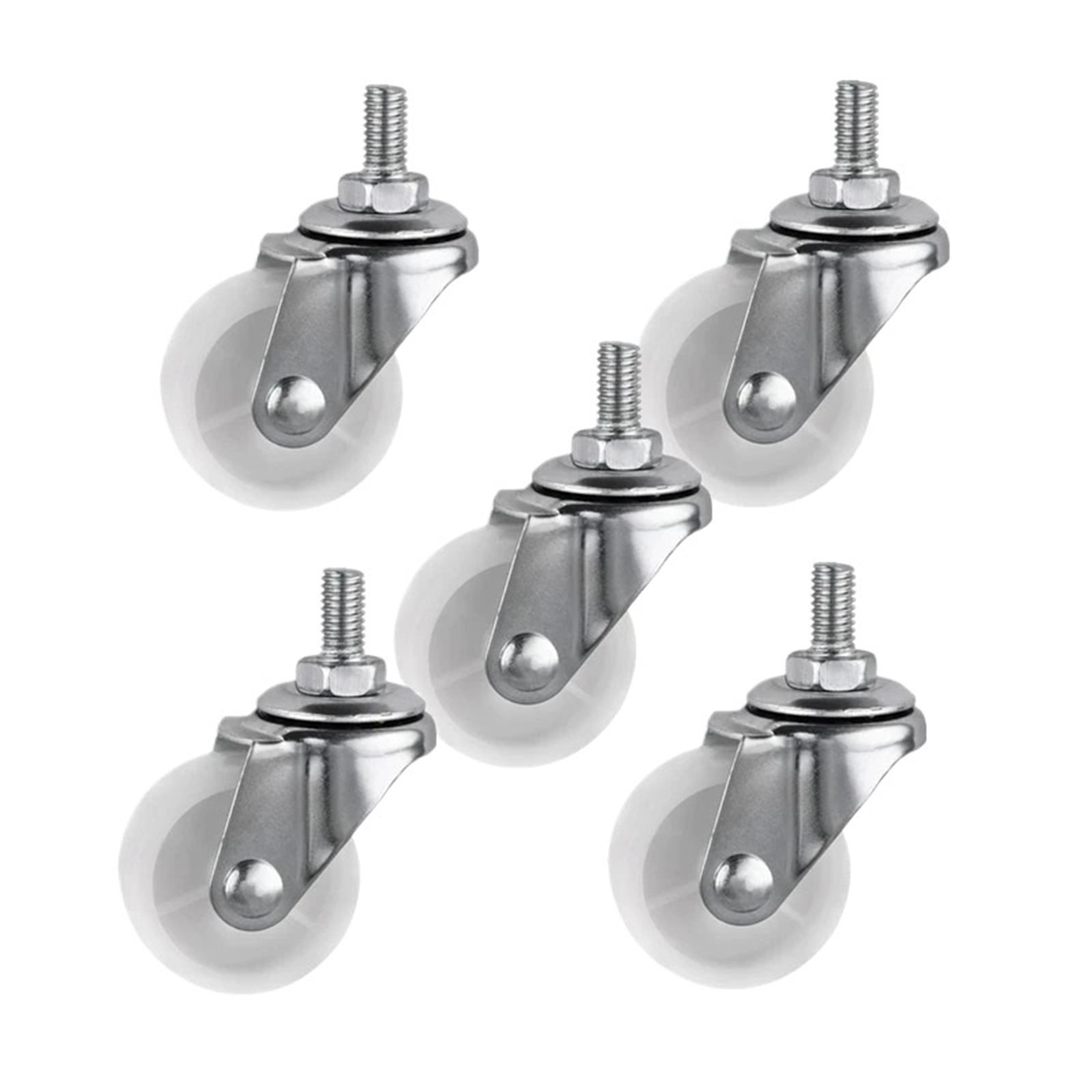 5 Pcs/Lot Casters 1.5 Inch White PP Screw Universal M6 Thread Roller ...