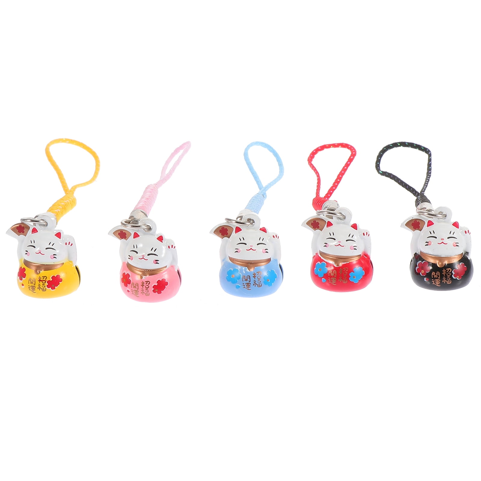 5 Pcs Lucky Cat Phone Charm Brass Bell Gift Choice Pendant - Walmart.com
