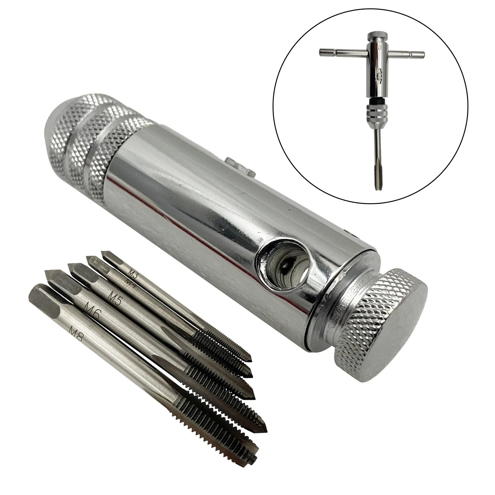 5 Pcs M3-M8 Hand Screw Tap Set Adjustable T-Handle Ratchet Tap Holder Wrench - Walmart.com