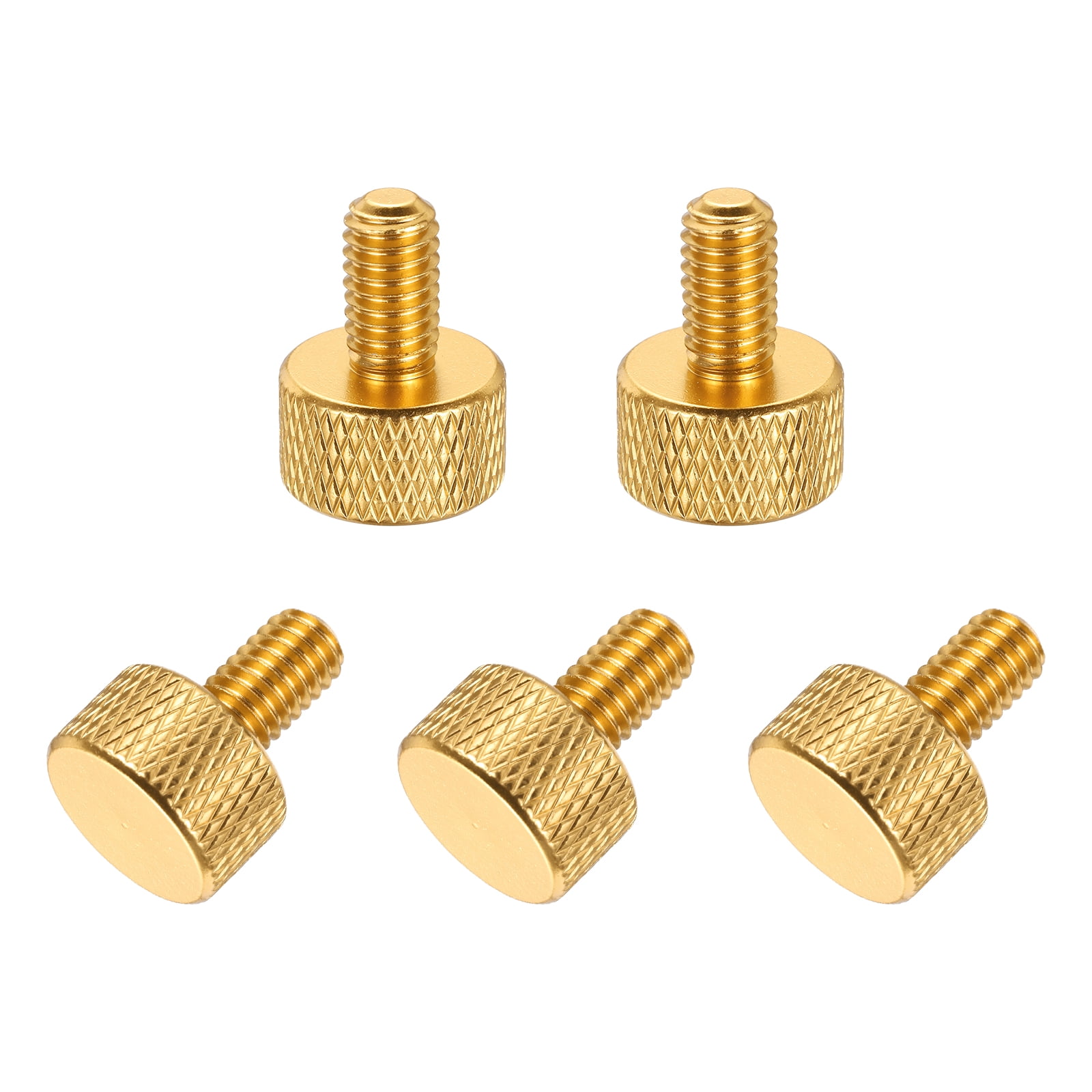 5 Pcs M6x12mm Flat Head Knurled Thumb Screws for Graphics Card, Gold ...