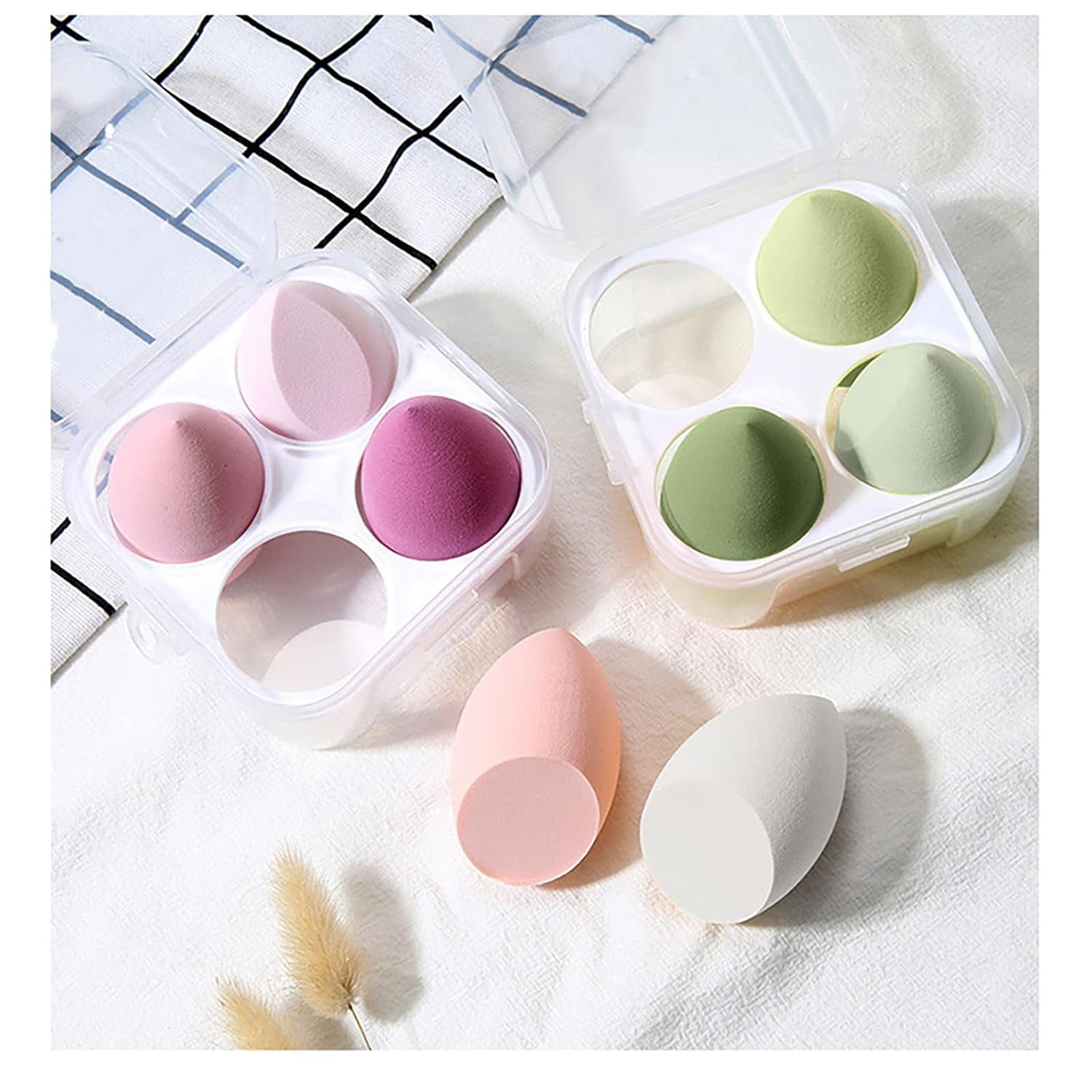 5 Pcs Makeup Sponges Set - 4 Beauty sponges Blending Blenders with 1 Holder and Egg Case ...