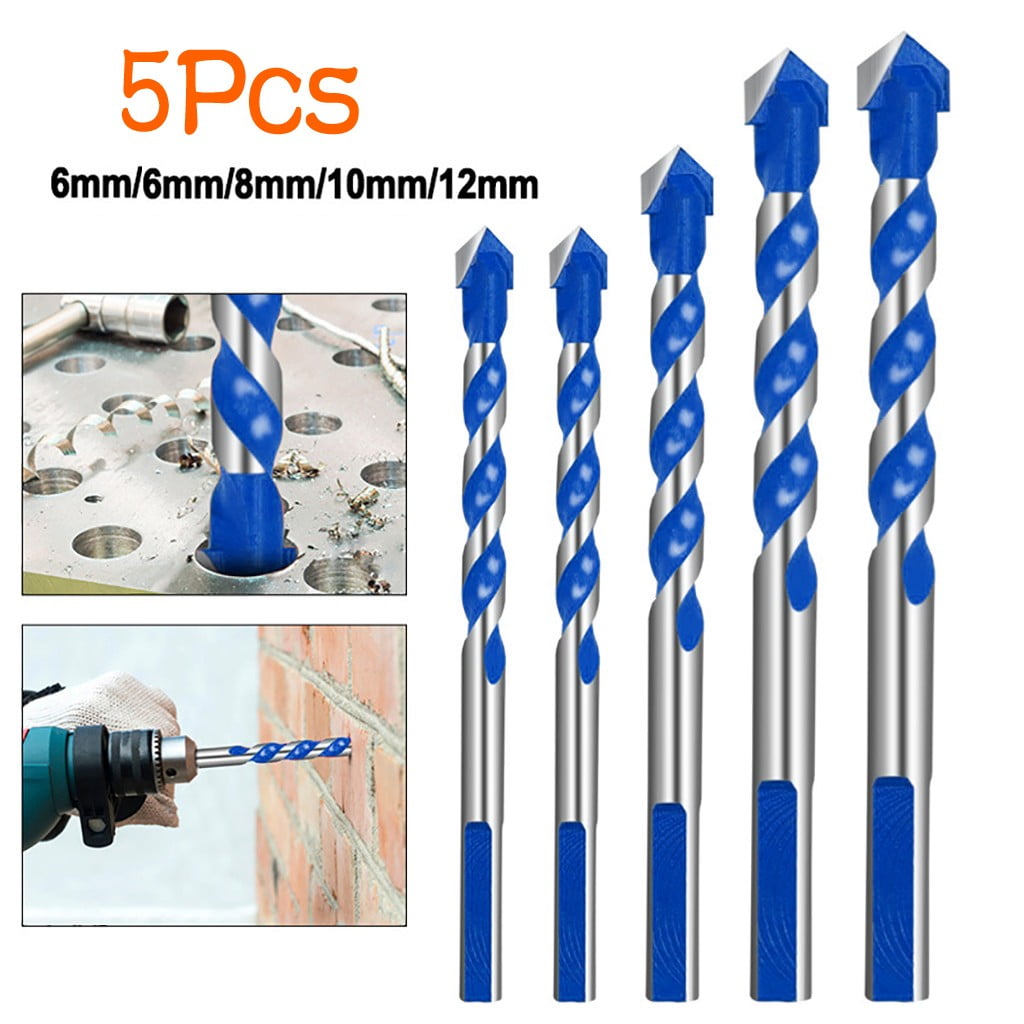5 Pcs Masonry Concrete Drill Bit Set for Tile Brick Glass Plastic Wood ...