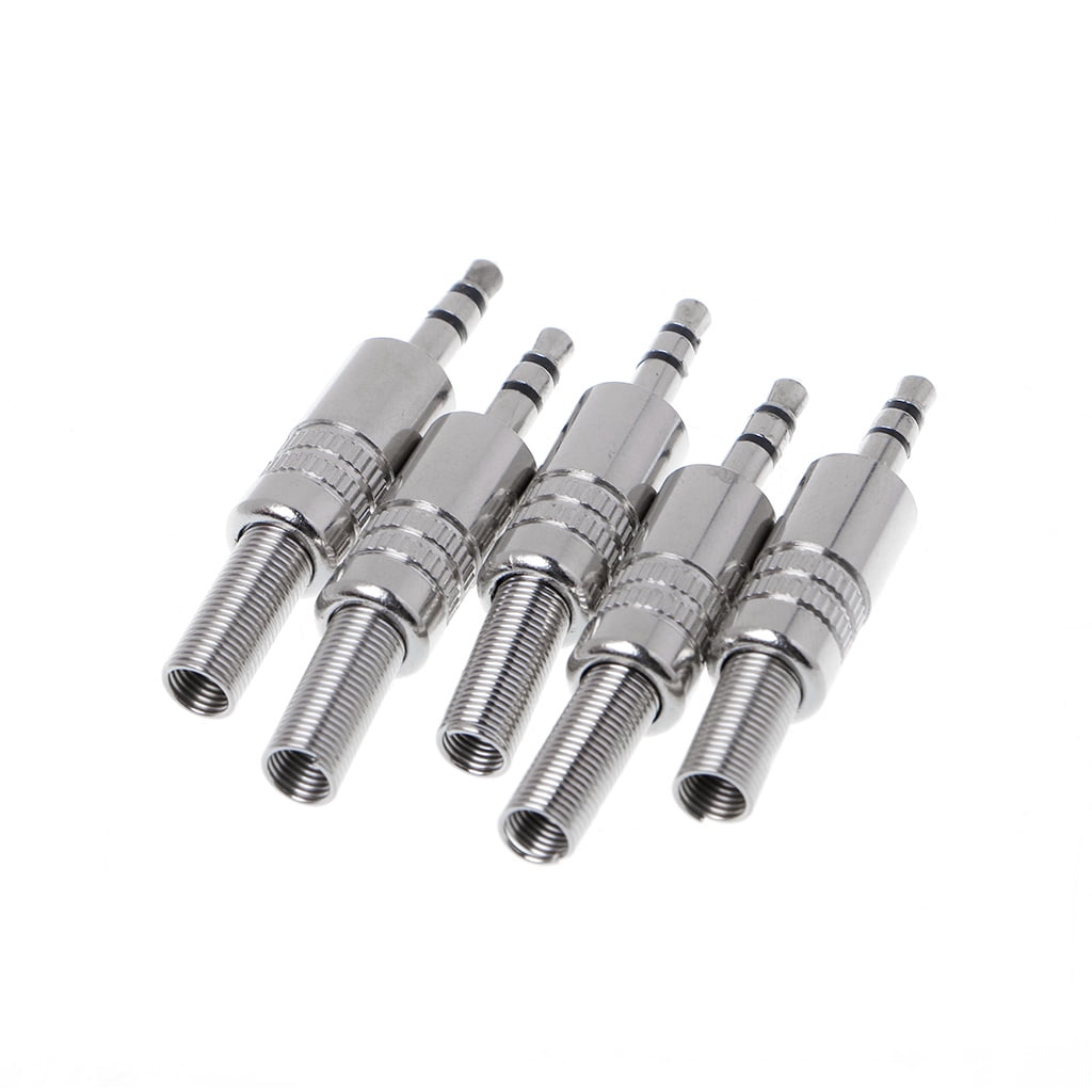 5 Pcs Metal 3.5mm 2 3P Stereo Plug Cable Solder Adapter Terminal for w ...