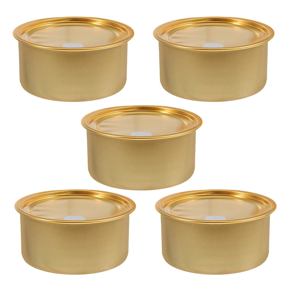 5 Pcs Metal Cans with Lids Canister Refillable Airtight Tin Food Golden ...