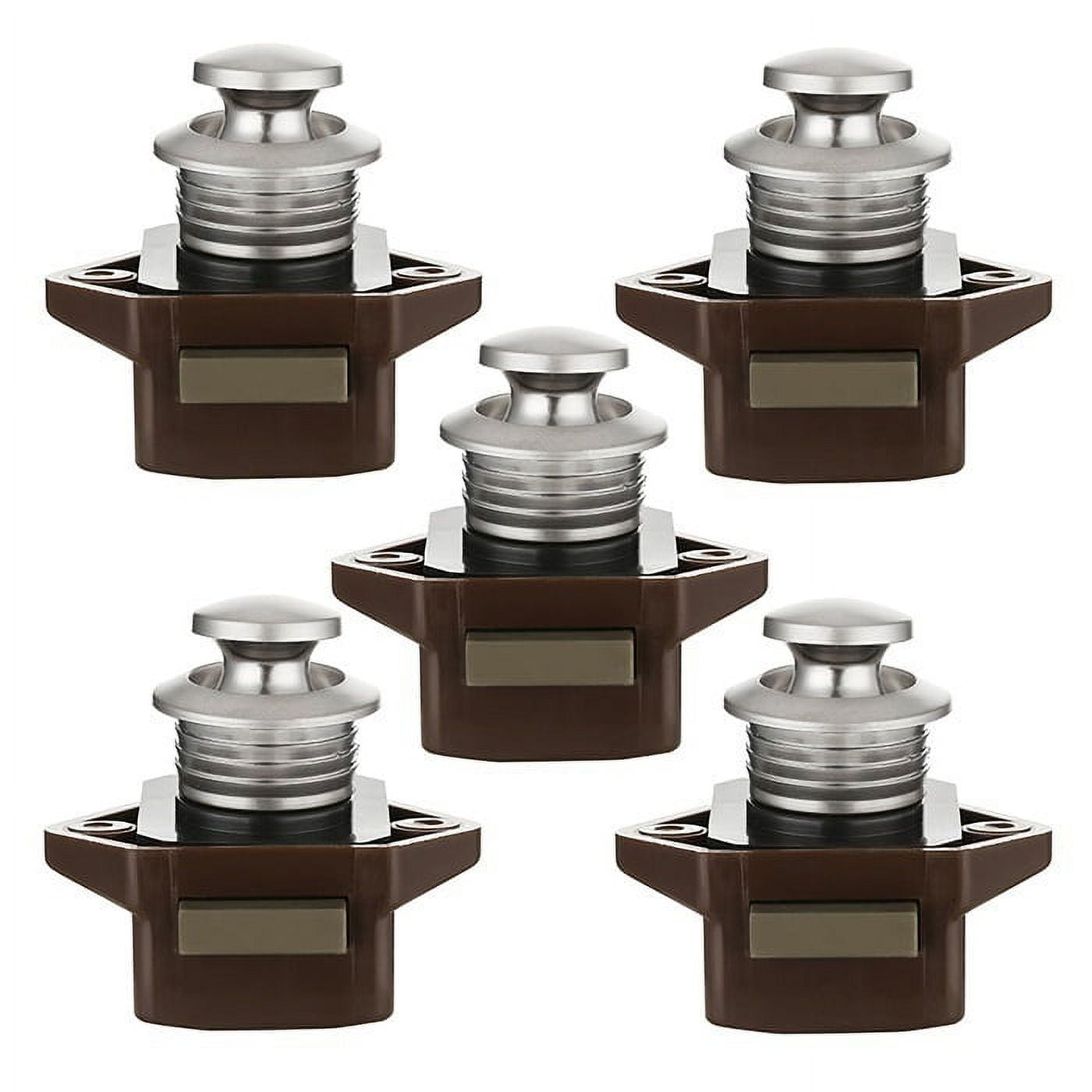 5 Pcs Mini Brown Push Button Catch Drawer Cupboard Door Knob Lock ...