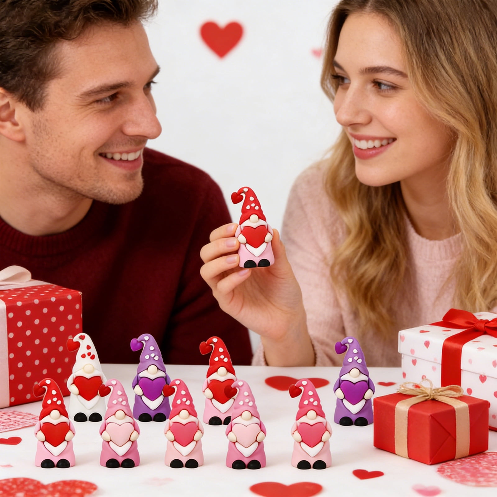 5 Pcs Mini Heart Valentines Day Gnomes Figurines, Mini Valentines Day ...