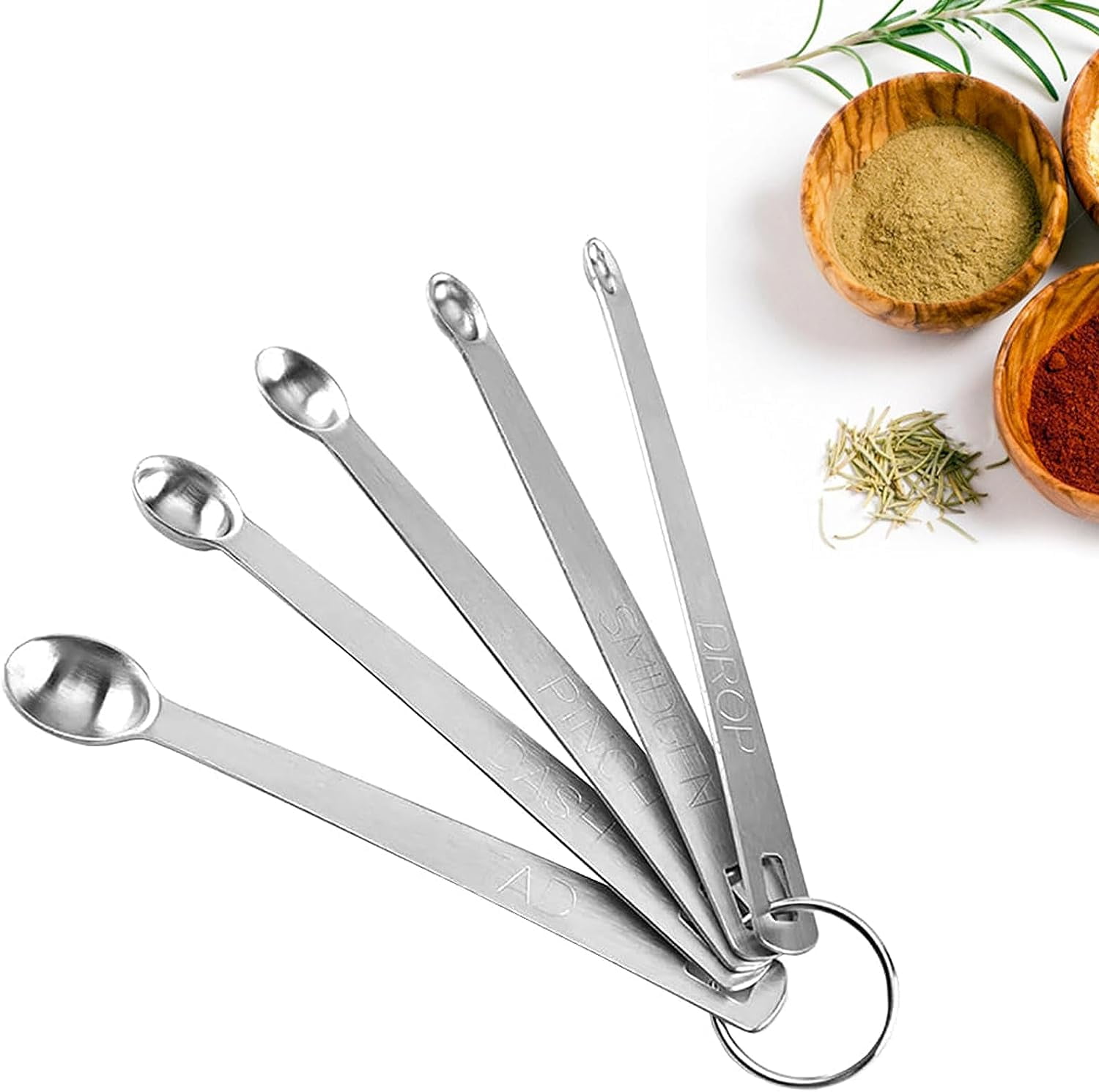 5 Pcs Mini Stainless Steel Measuring Spoons Set,Premium Stainless Steel ...