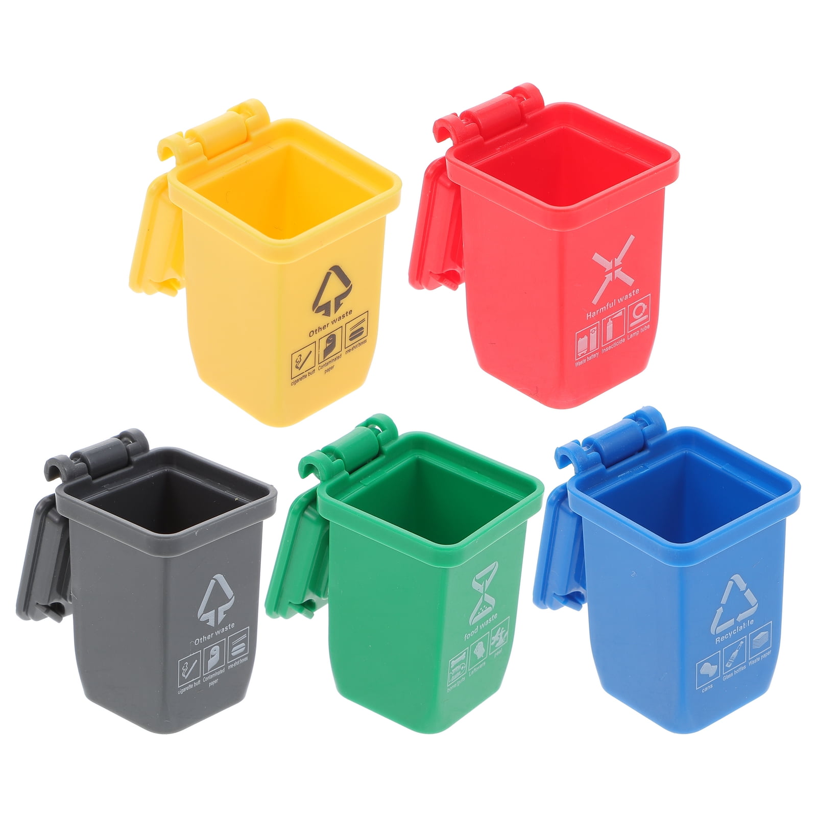 5 Pcs Mini Trash Can Trashcans Doll House Sorting Garbage Bin Recycle ...