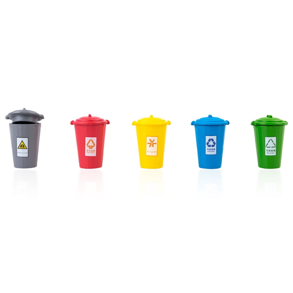 5 Pcs Mini Trash Sorting Garbage Can Kids Playset Sand Table Layout ...
