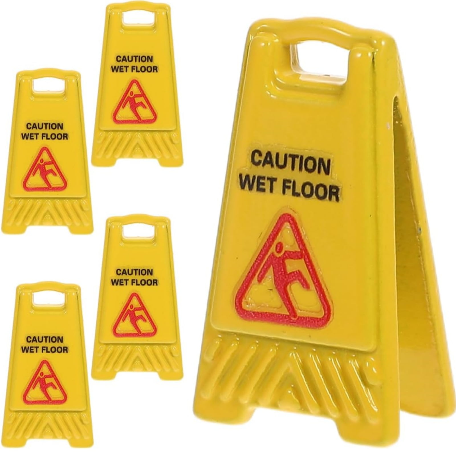 5 Pcs Miniature Dollhouse Wet Floor Warning Signs Realistic Caution ...