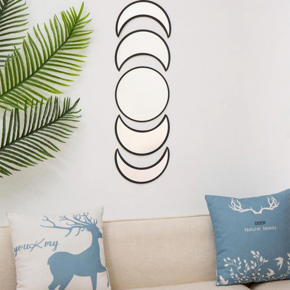 5 Pcs Moon Phase Mirror Stickers, Self-Adhesive Scandinavian Style ...