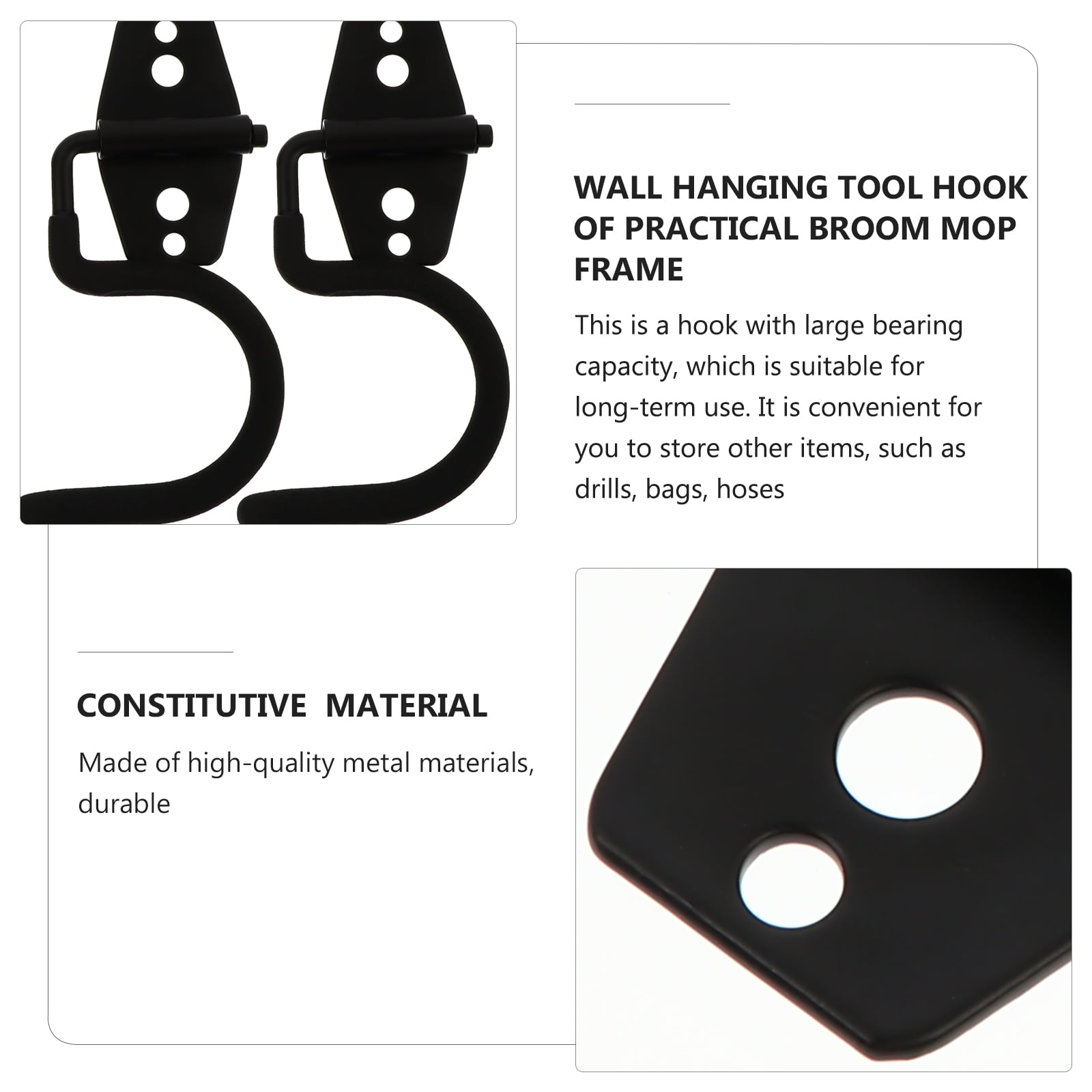 5 Pcs Mop Ladders Broom Hook Wall Mount Organizer Strong Bearing ...