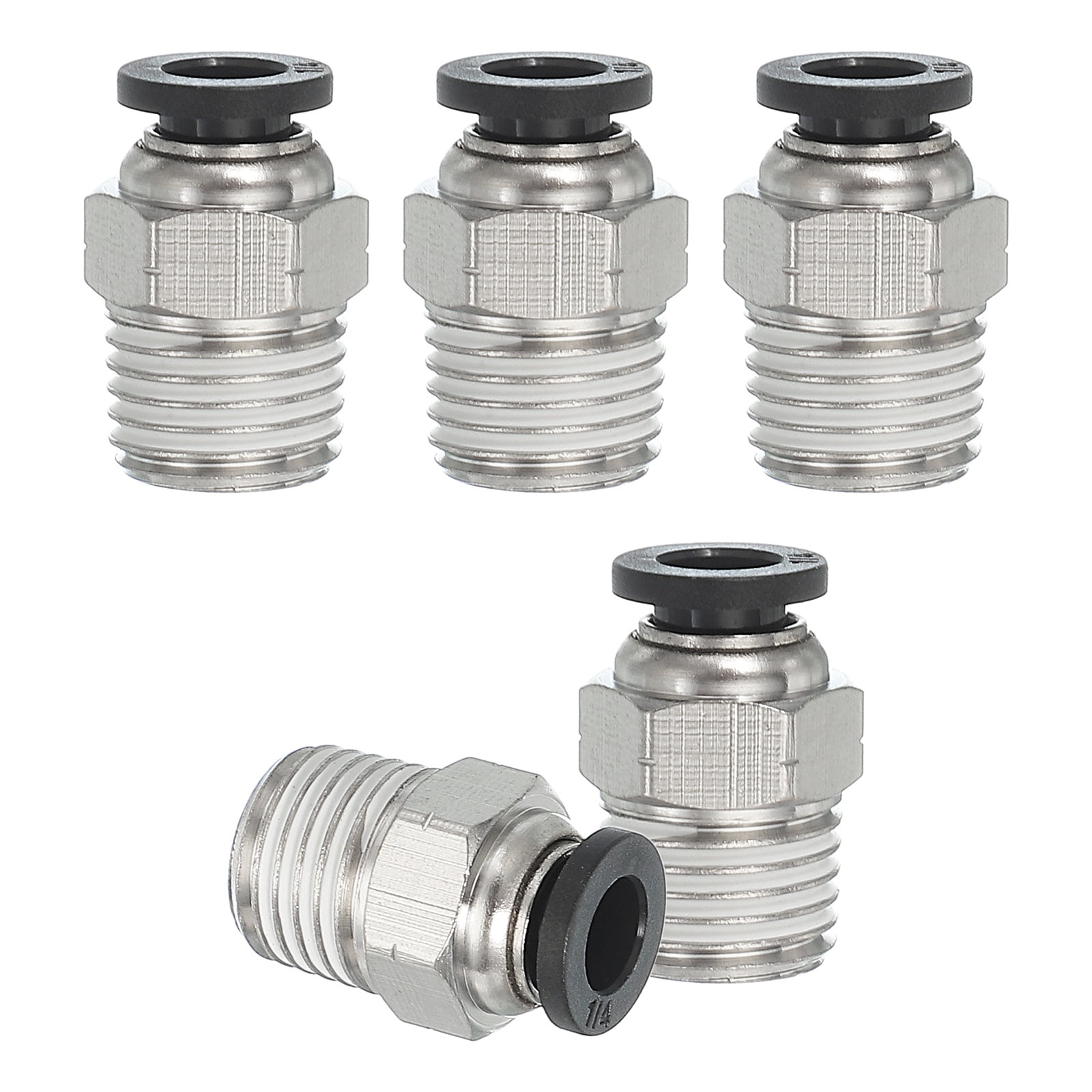 Uxcell NPT Push to Connect Air Fittings, Male Straight NPT Thread Connector Black 1/4" OD-1/4 ...