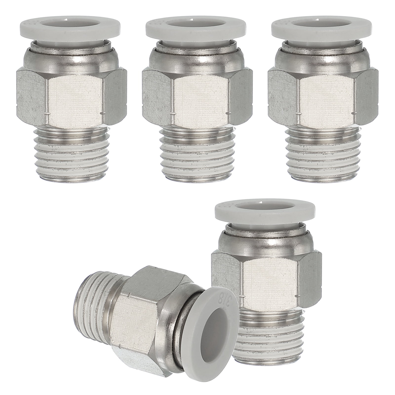 Uxcell NPT Push to Connect Air Fittings, Male Straight NPT Thread Connector White 3/8" OD-1/4 ...