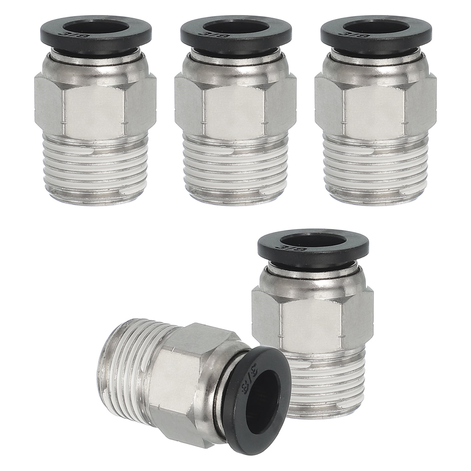 Uxcell NPT Push to Connect Air Fittings, Male Straight NPT Thread Connector Black 3/8" OD-3/8 ...