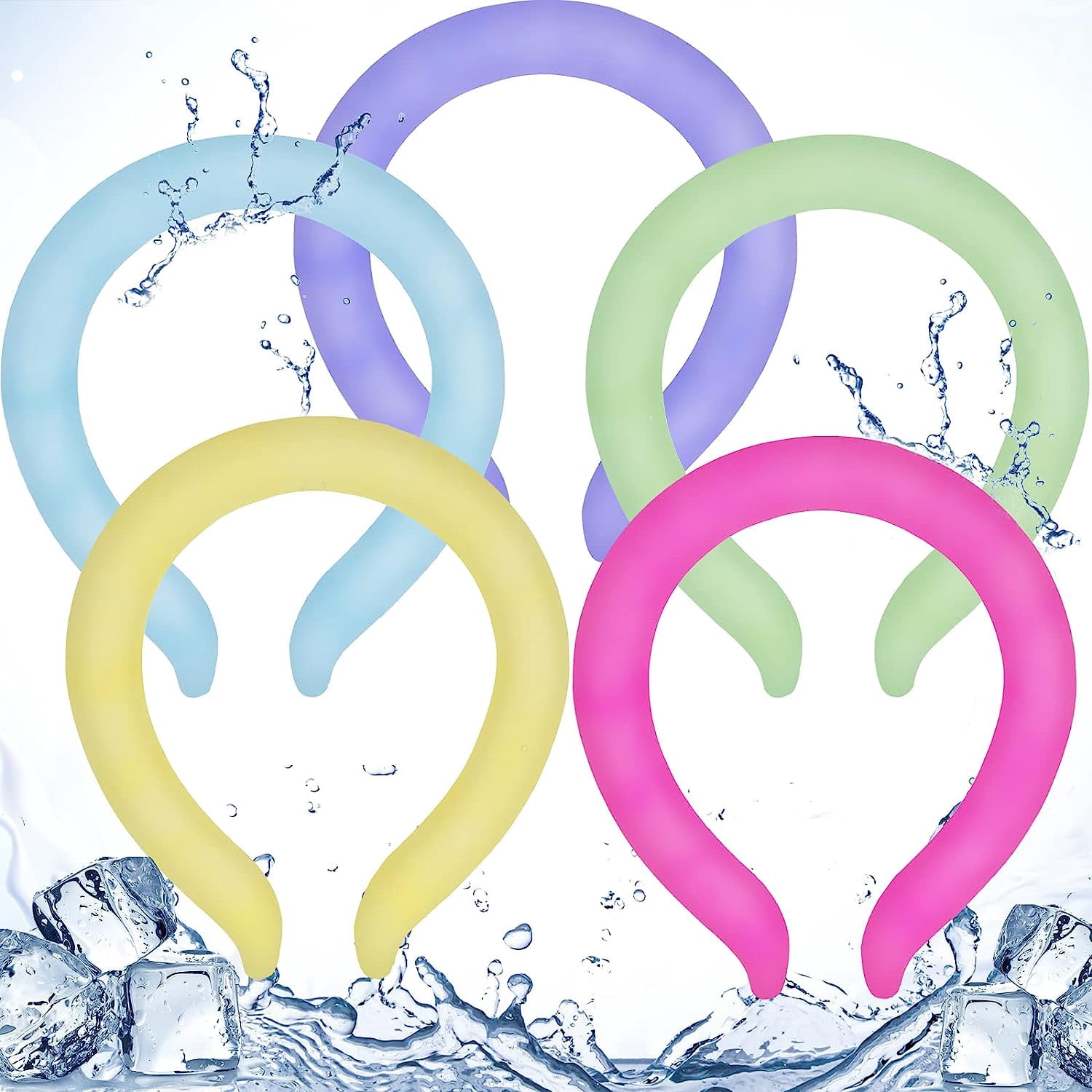 5 Pcs Neck Cooling Tube Ice Cooling Ring Reusable Neck Wraps Wearable ...