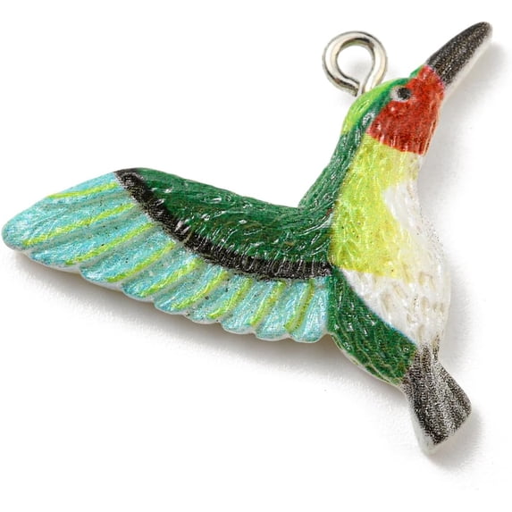 5 Pcs Opaque Resin Bird Pendants Bird Charms with Platinum Tone Iron ...