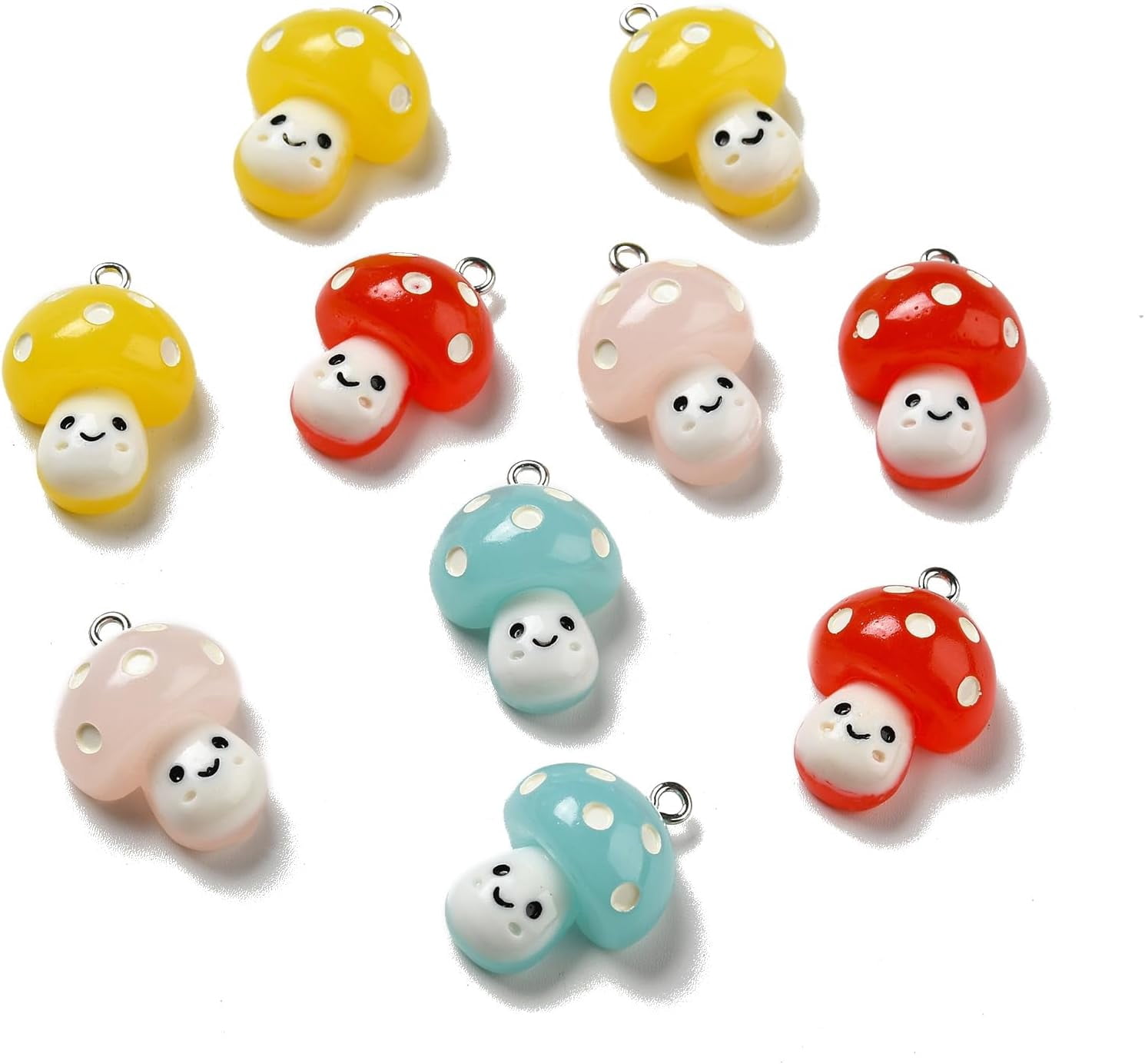 5 Pcs Opaque Resin Smiling Face Pendants Pendants Jewel with Platinum ...