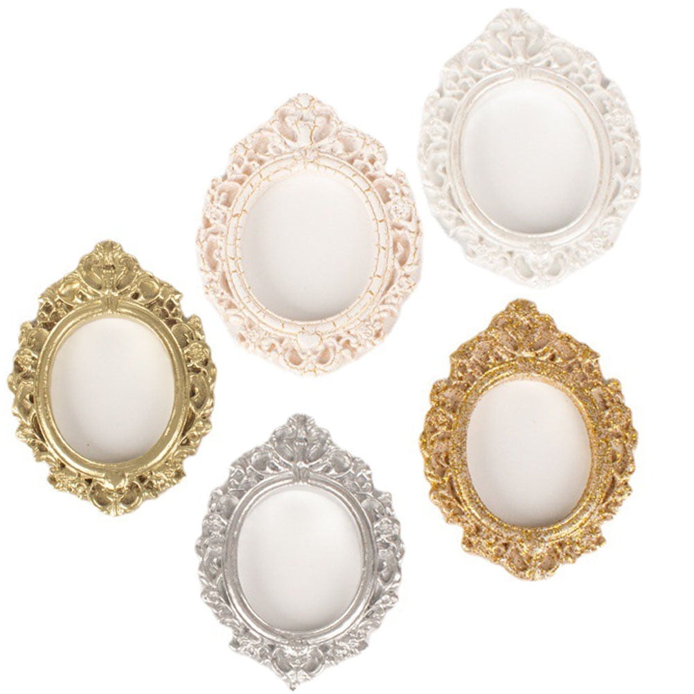 5 Pcs Oval Photo Frame Table Decor Mini Resin Picture Frames Baroque ...