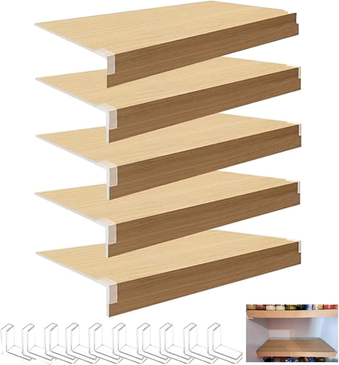 5 Pcs PVC Faux Wood Wire Shelf Covers, 48 x 16 in, 0.31 in Thick, for ...