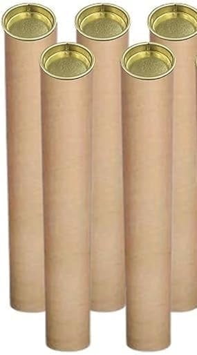 5 Pcs -Pack Mailing Tubes with Golden Metal Caps, Length- 12.5 Inch AND ...