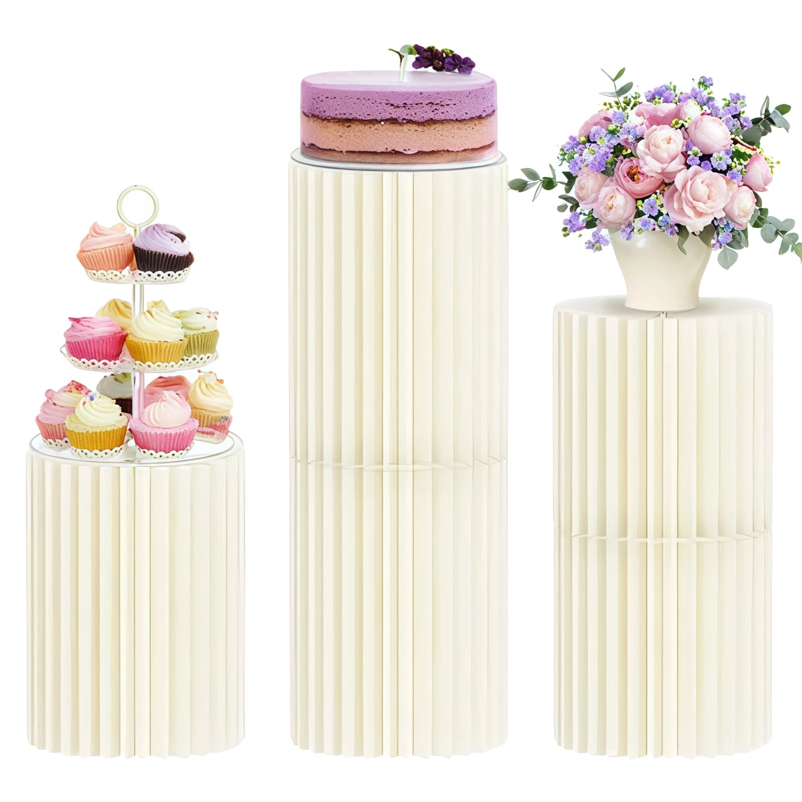 5 Pcs Paper Folding Cylinder Dessert Display Stands for Wedding, Party ...