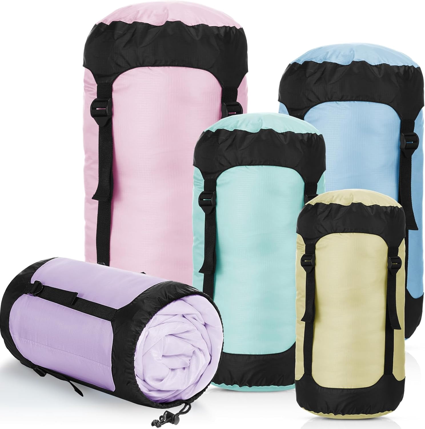 5 Pcs Pastel Compression Sacks Set — 5L 10L 15L 20L 35L Water-Resistant ...