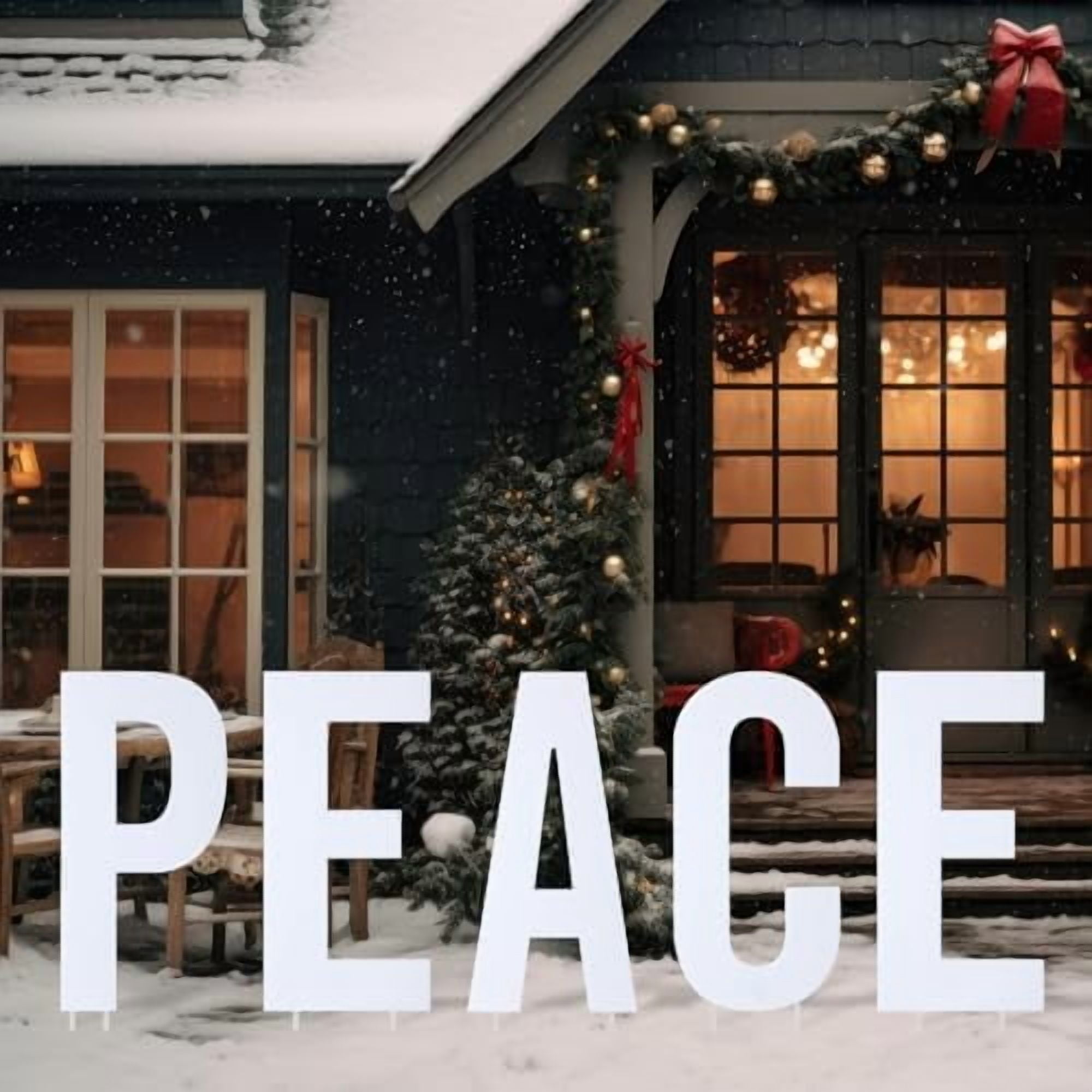 5 Pcs Peace Letter Cutouts Christmas Winter Yard Signs to Spell Peace ...