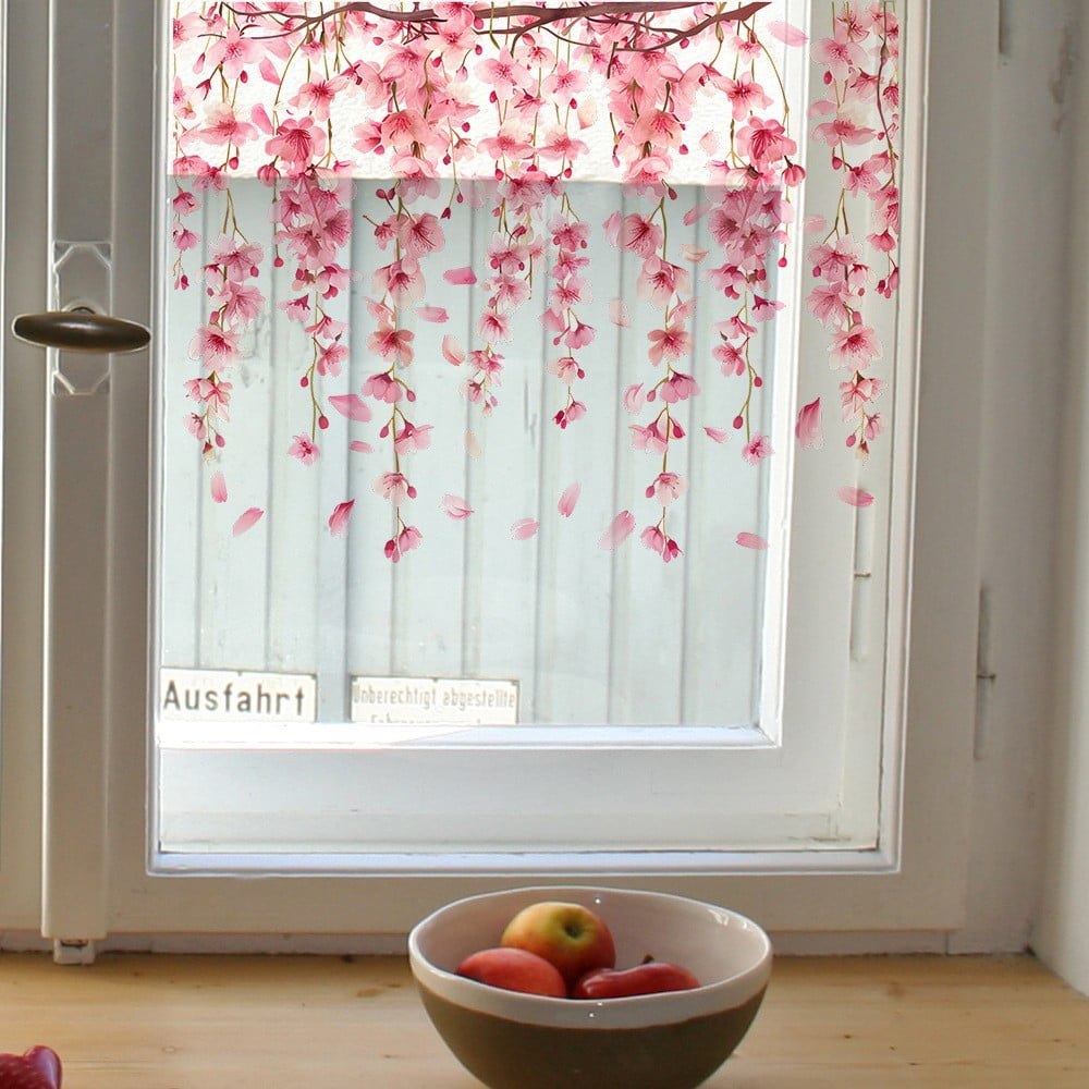 5 Pcs Peach Blossom Window Stickers - Self-Adhesive Glass Door Decor ...